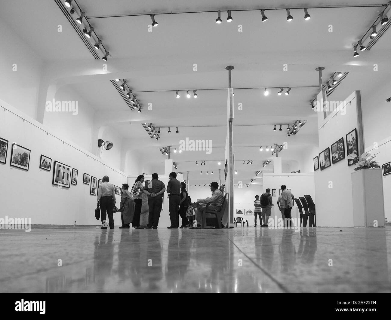 Light art exhibition Black and White Stock Photos & Images - Alamy