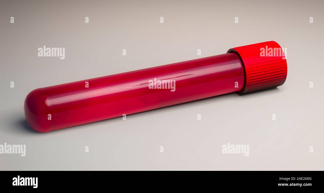 Blood collection and analysis, test tube with blood. Viruses and ...