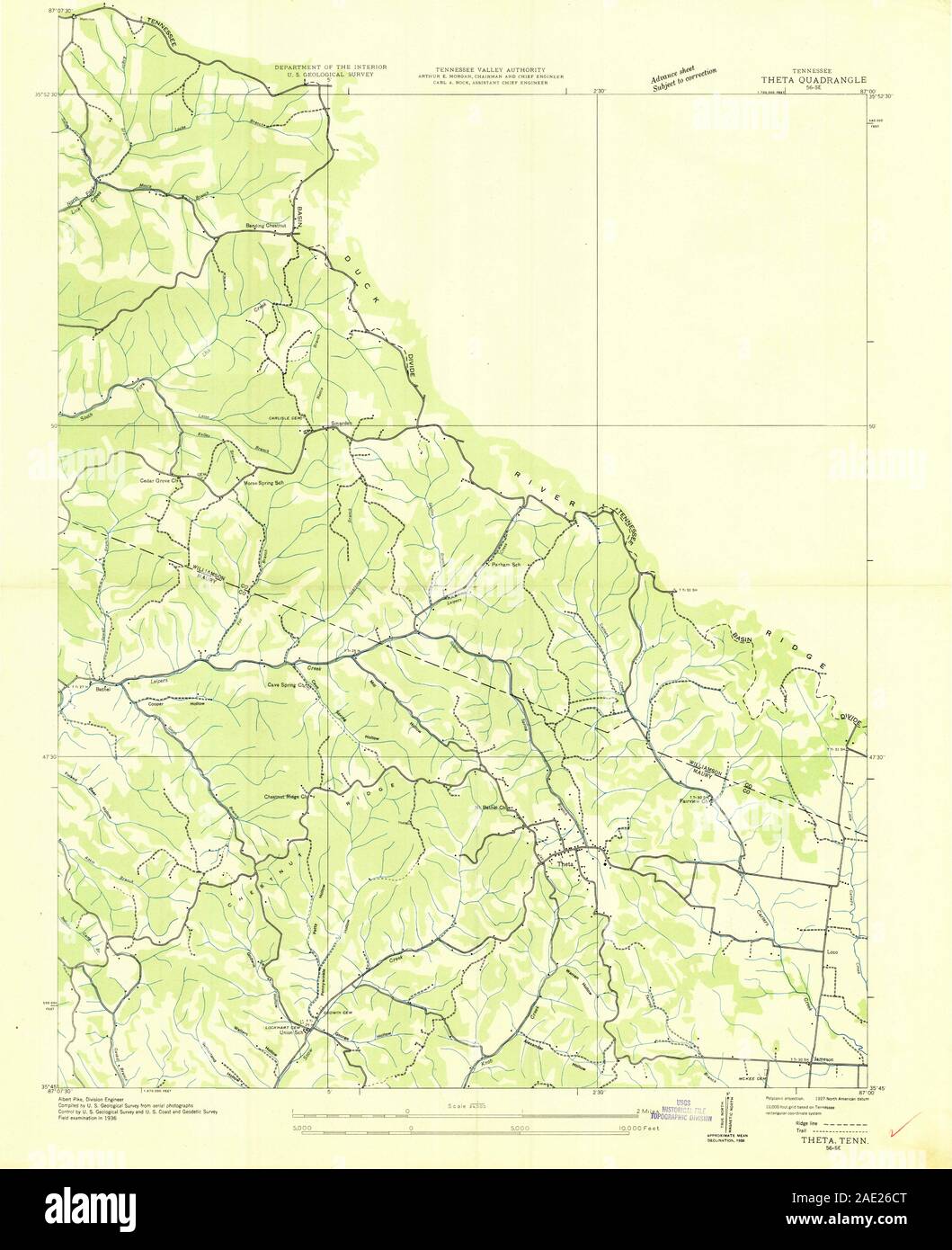 USGS TOPO Map Tennessee TN Theta 155913 1936 24000 Restoration Stock ...