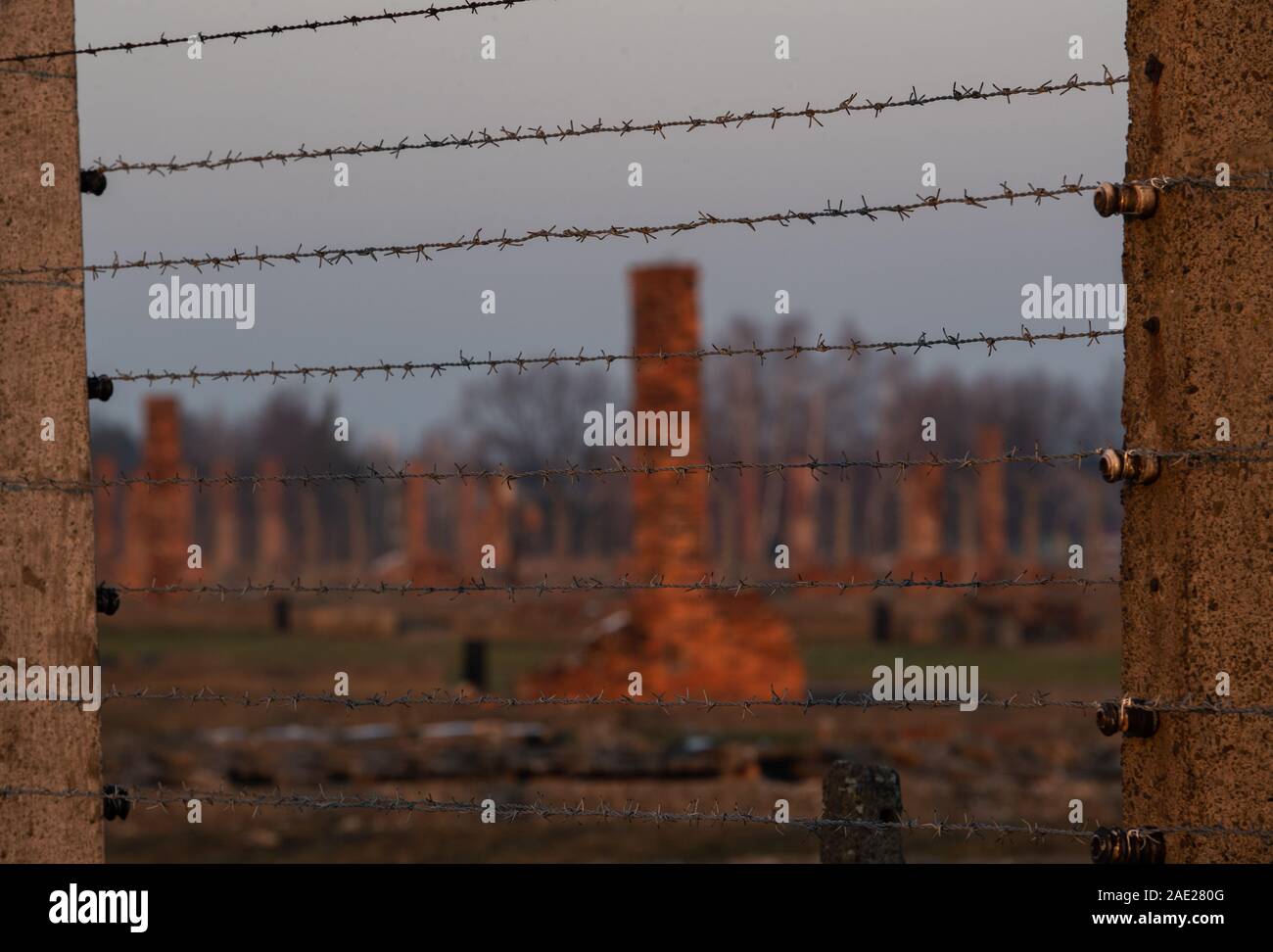 Oswiecim, Poland. 05th Dec, 2019. Chimneys of many former prisoner ...