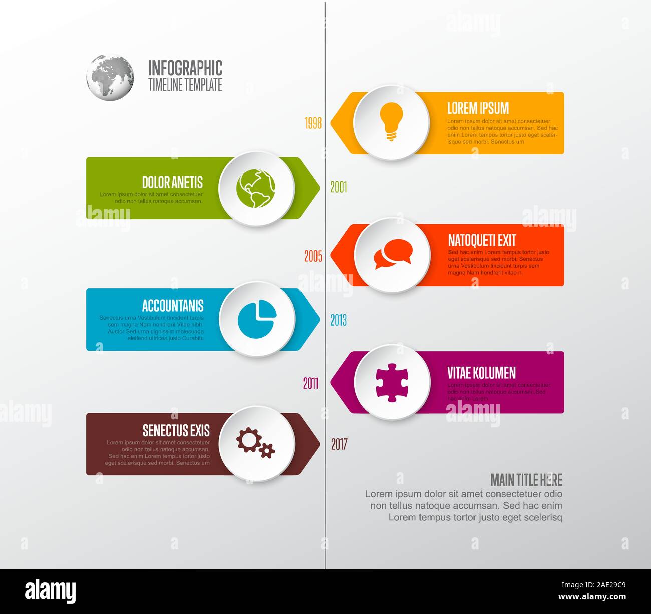 Vector Infographic Company Milestones Timeline Template with circle ...