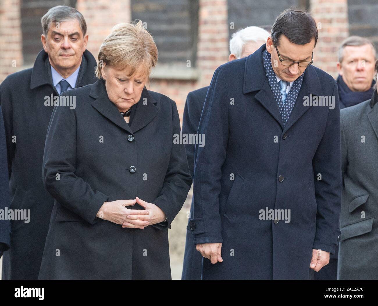 06 December 2019, Poland, Oswiecim: Federal Chancellor Angela Merkel ...