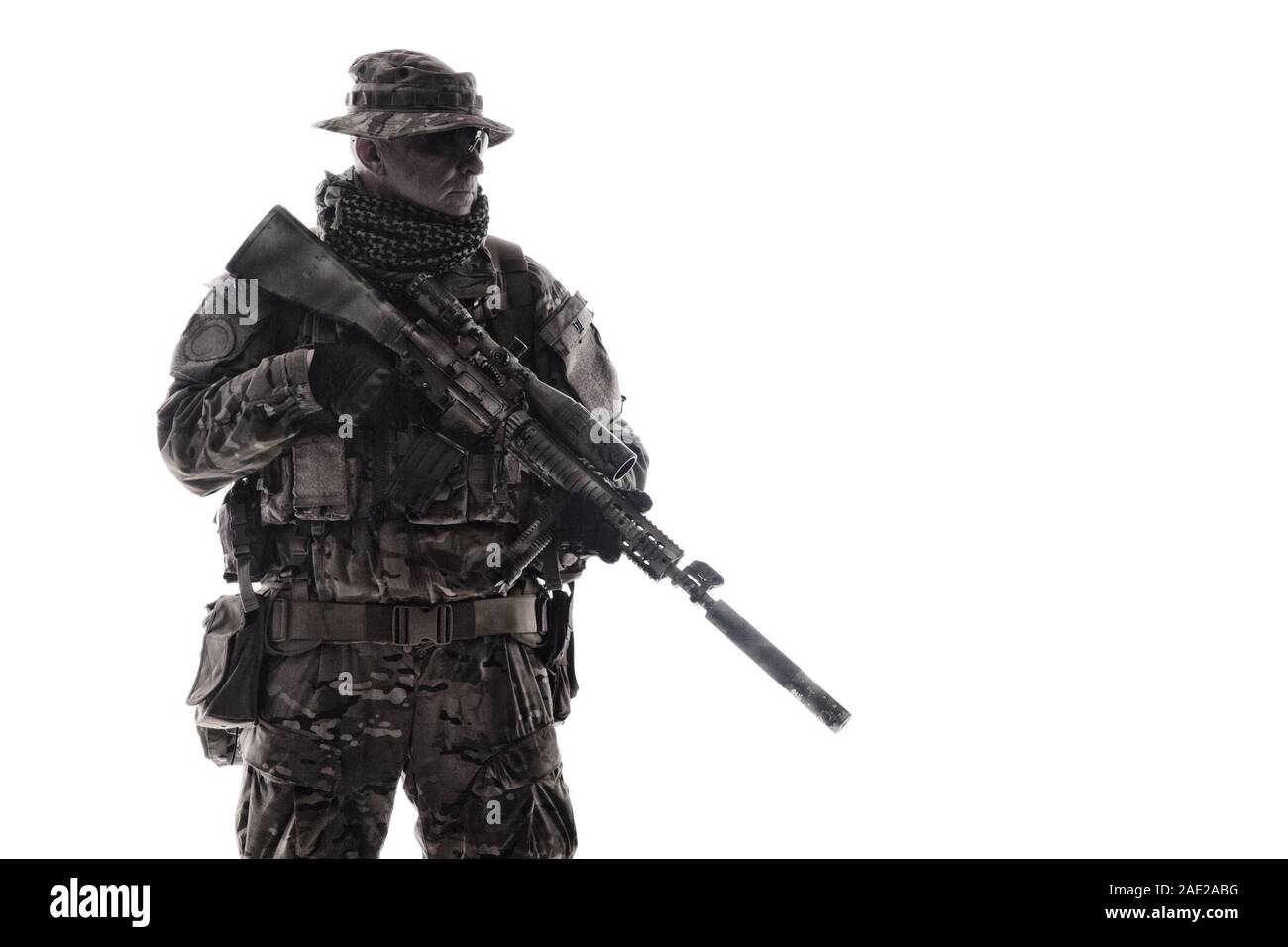 Army special forces soldier isolated studio shoot Stock Photo - Alamy
