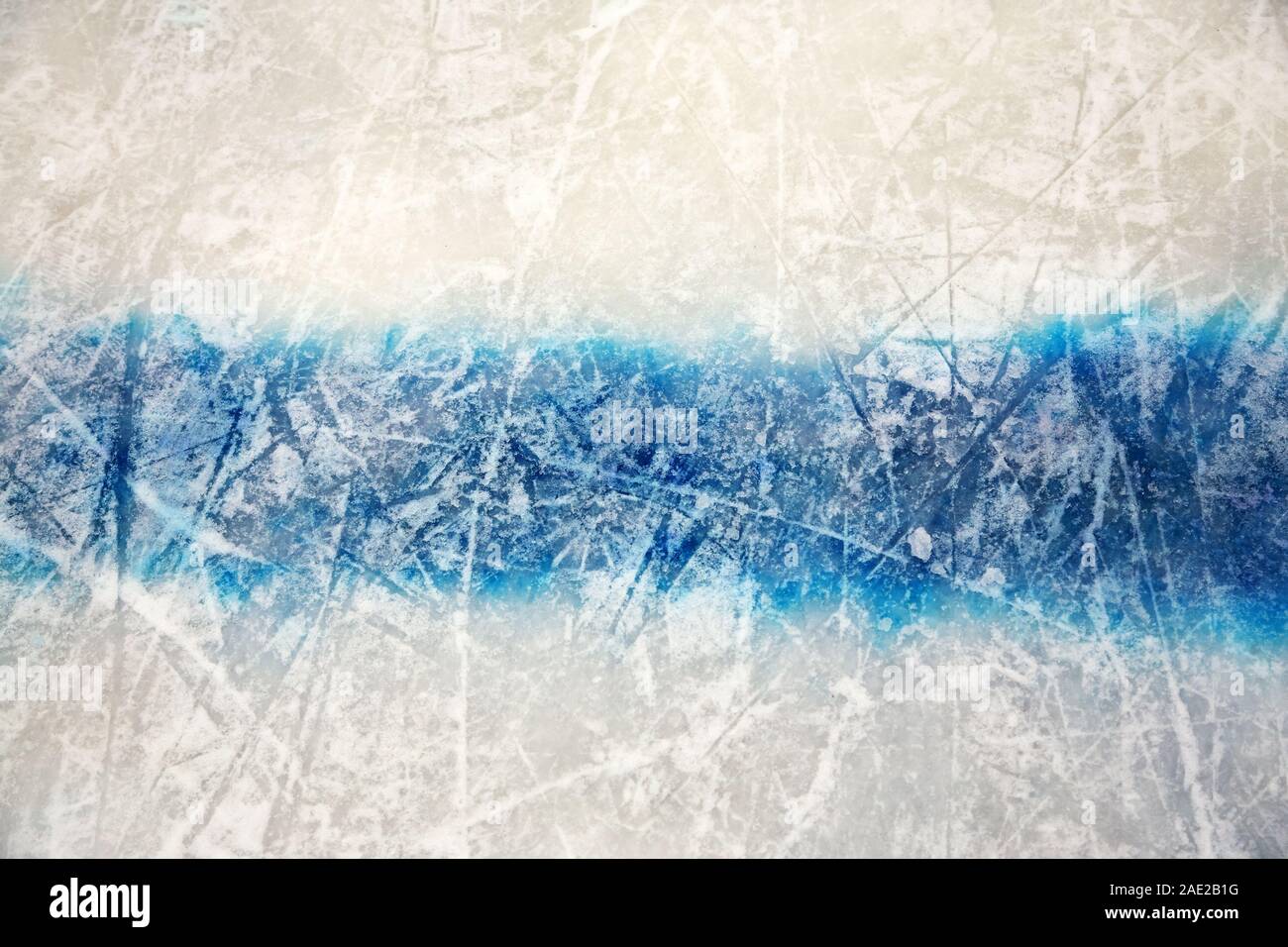 Hockey blue line on ice skating rink. winter sport background Stock ...
