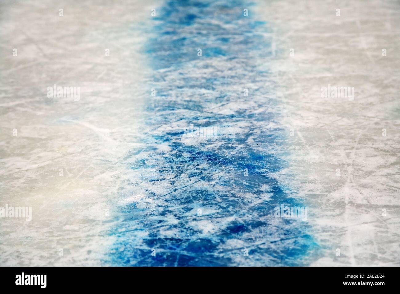 Hockey blue line on ice skating rink. winter sport background Stock ...