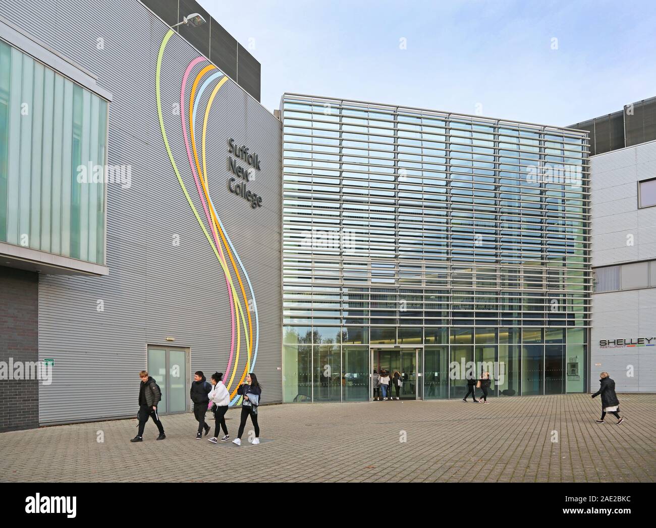 Main entrance to Suffolk New College in the centre of Ipswich,UK Stock ...