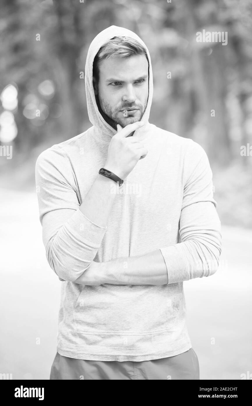 Handsome sport coach. Male beauty. Guy handsome bearded face well ...