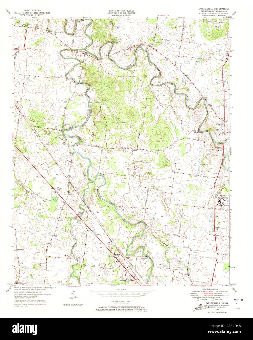 USGS TOPO Map Tennessee TN Walterhill 153296 1950 24000 Restoration ...