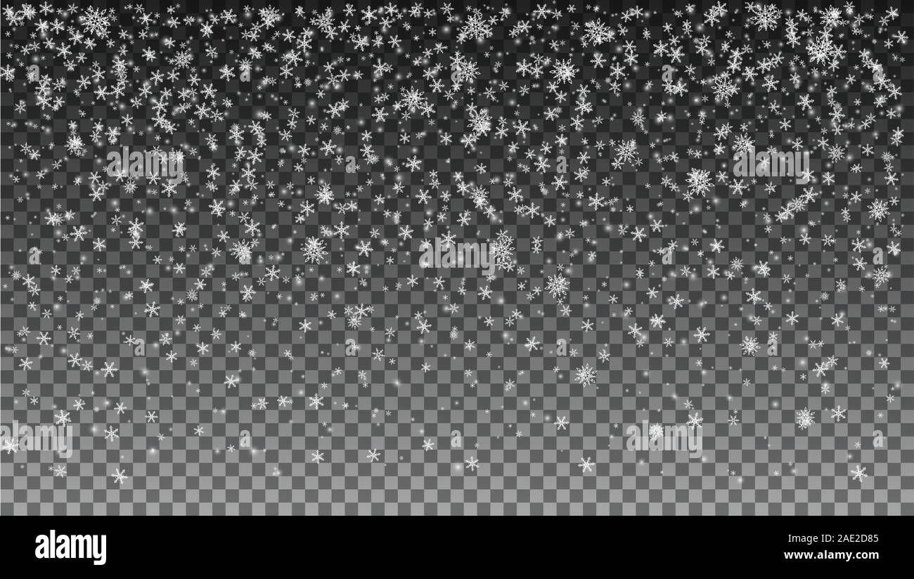 Christmas snowfall. Falling snowflakes on transparent background ...
