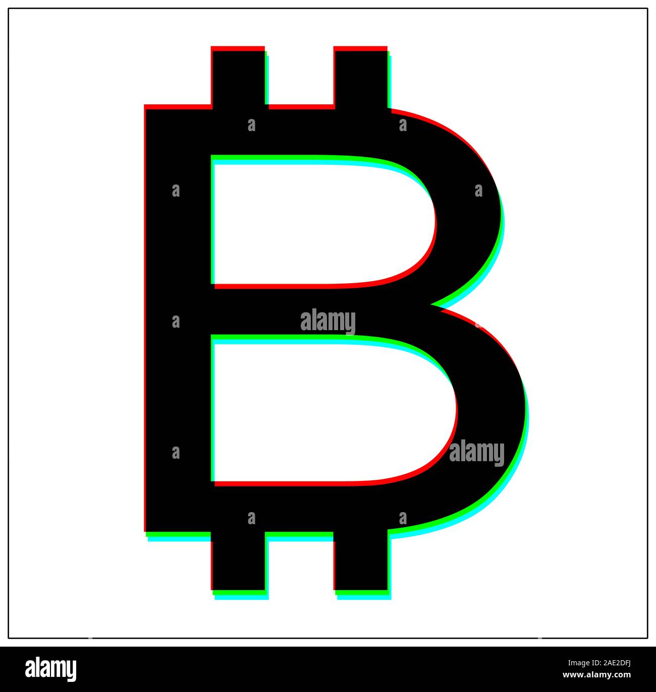 Bitcoin sign. Dynamic, split-color design and unique font, blue, green ...