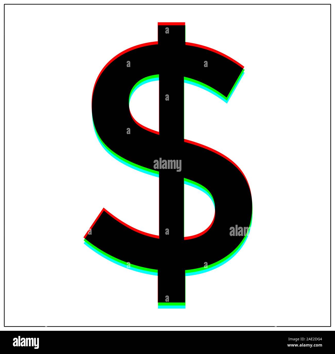 Dollar sign. Dynamic, split-color design and unique font, blue, green ...