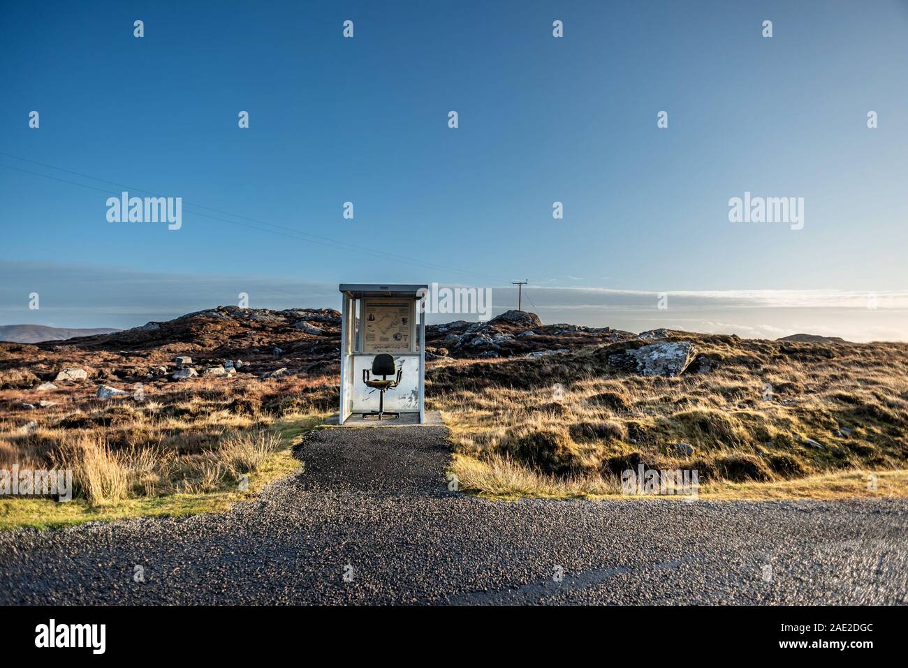 A bus-stop on the Isle of Harris in the Outer Hebrides Stock Photo - Alamy