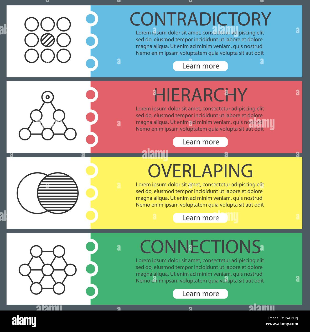 Abstract symbols banner templates set. Contradictory, hierarchy ...
