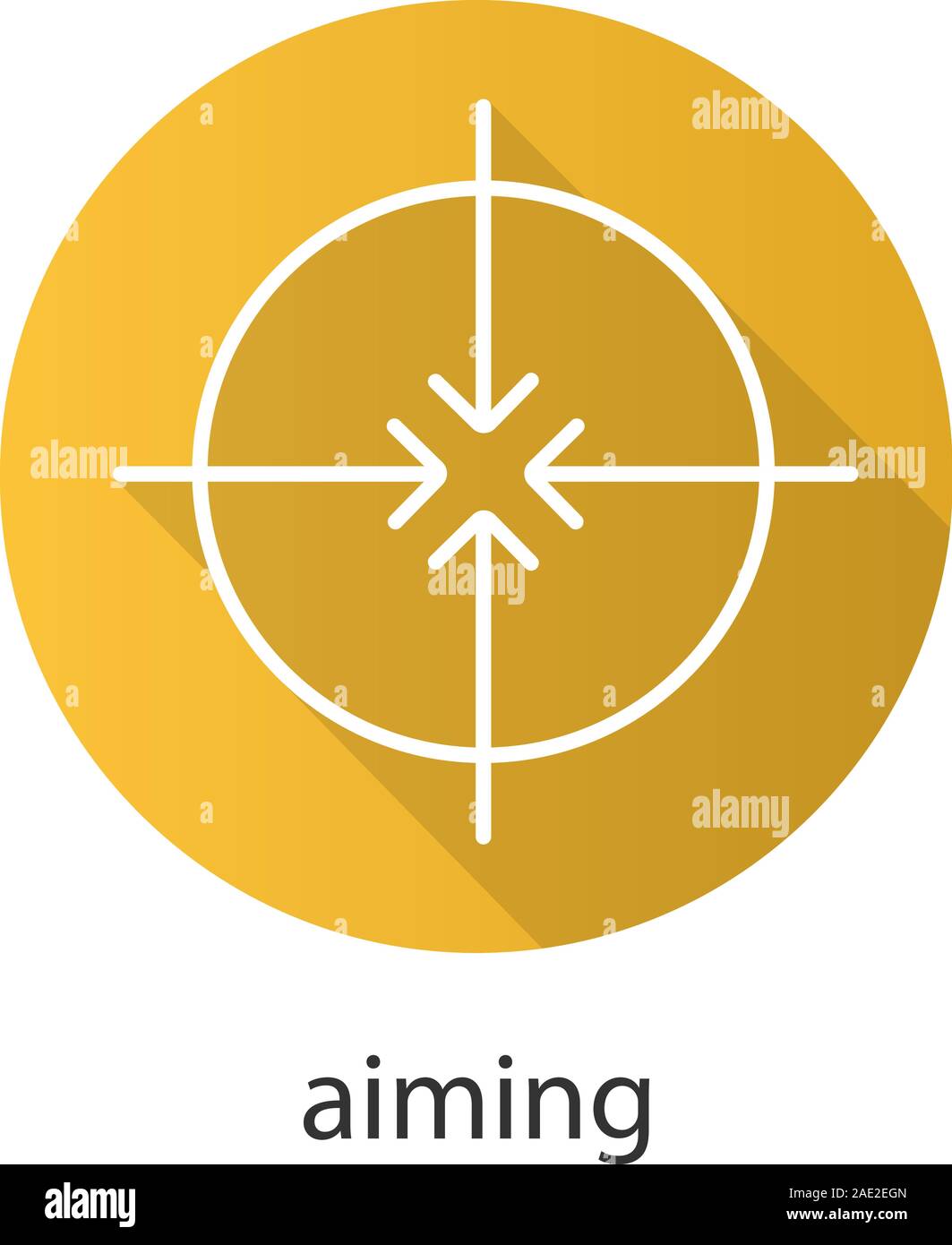 Aiming flat linear long shadow icon. Abstract metaphor. 4 arrows aiming ...