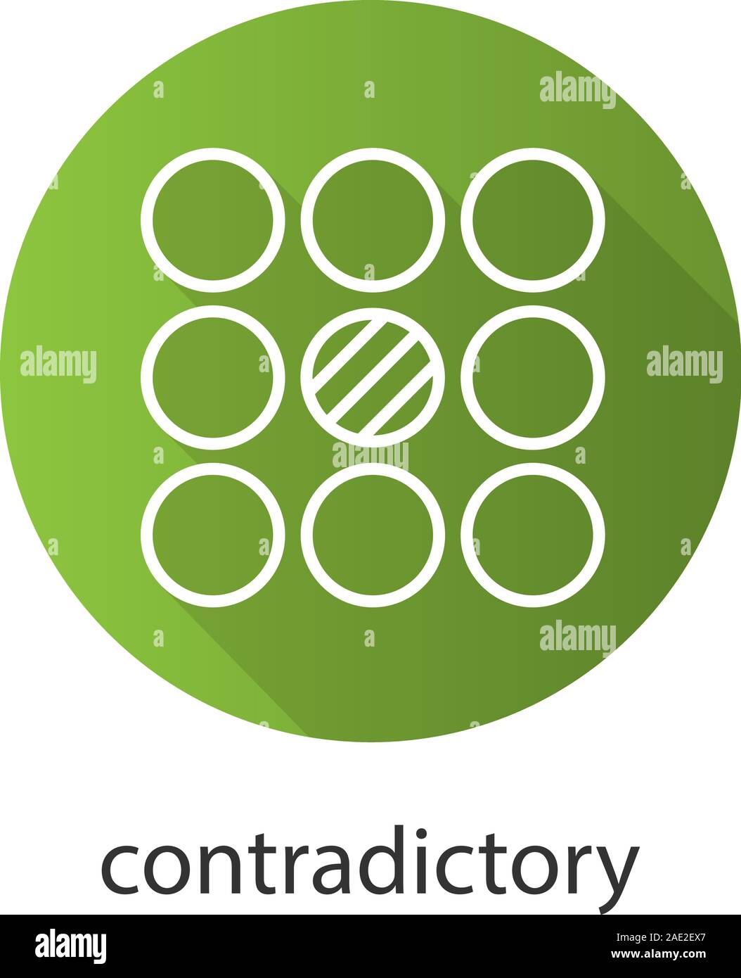 Contradictory symbol flat linear long shadow icon. Abstract metaphor ...