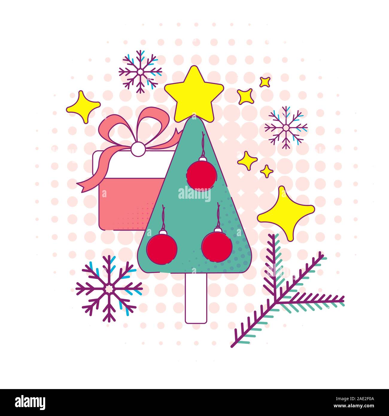 Vector Illustration of Christmas Outline Background with design ...
