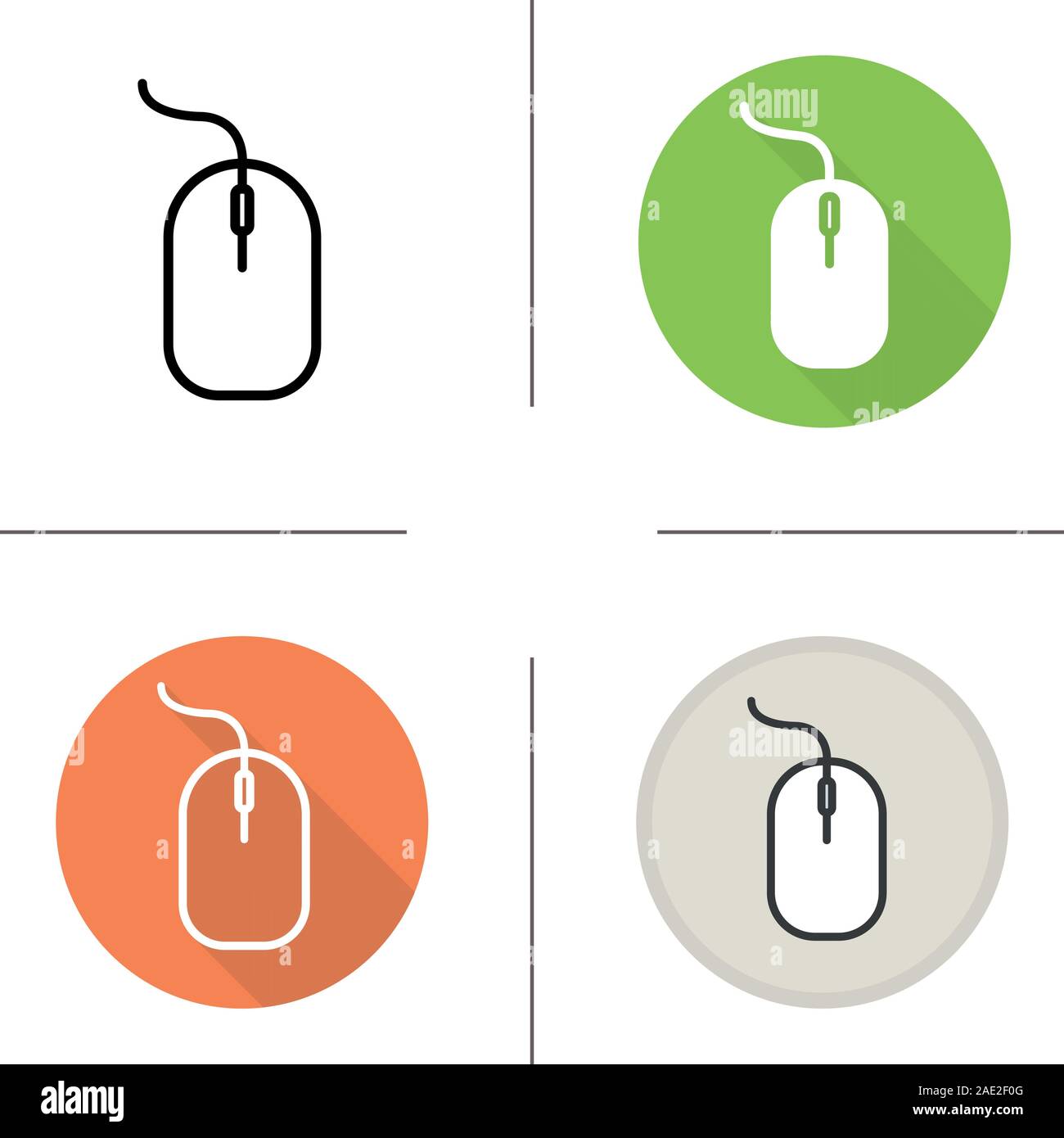 Computer mouse icon. Flat design, linear and color styles. Isolated ...