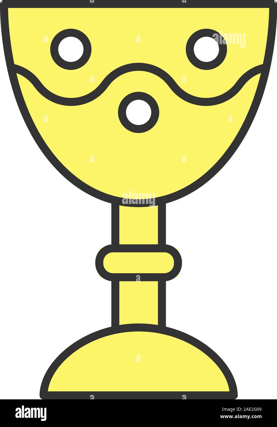 Golden church goblet color icon. Chalice. Holy water bowl. Isolated ...