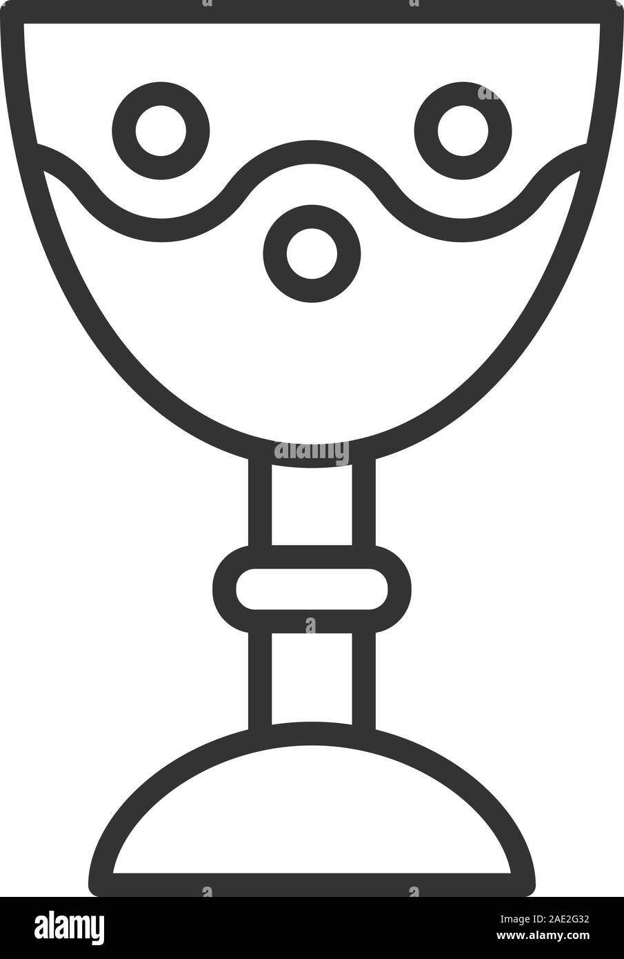 Church goblet linear icon. Chalice thin line illustration. Holy water bowl contour symbol ...