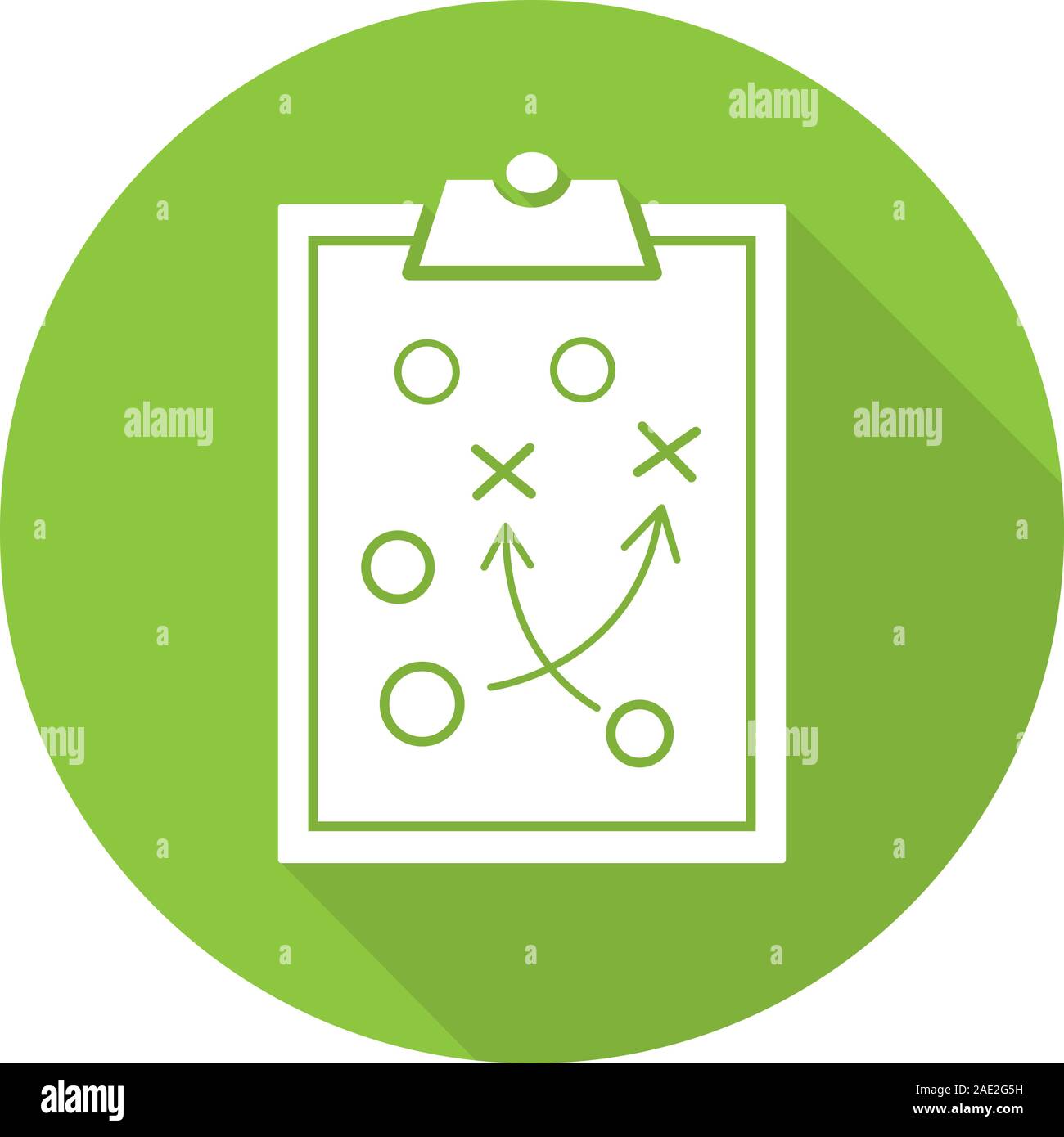 Clipboard game plan. Flat design long shadow icon. Sport game strategy ...