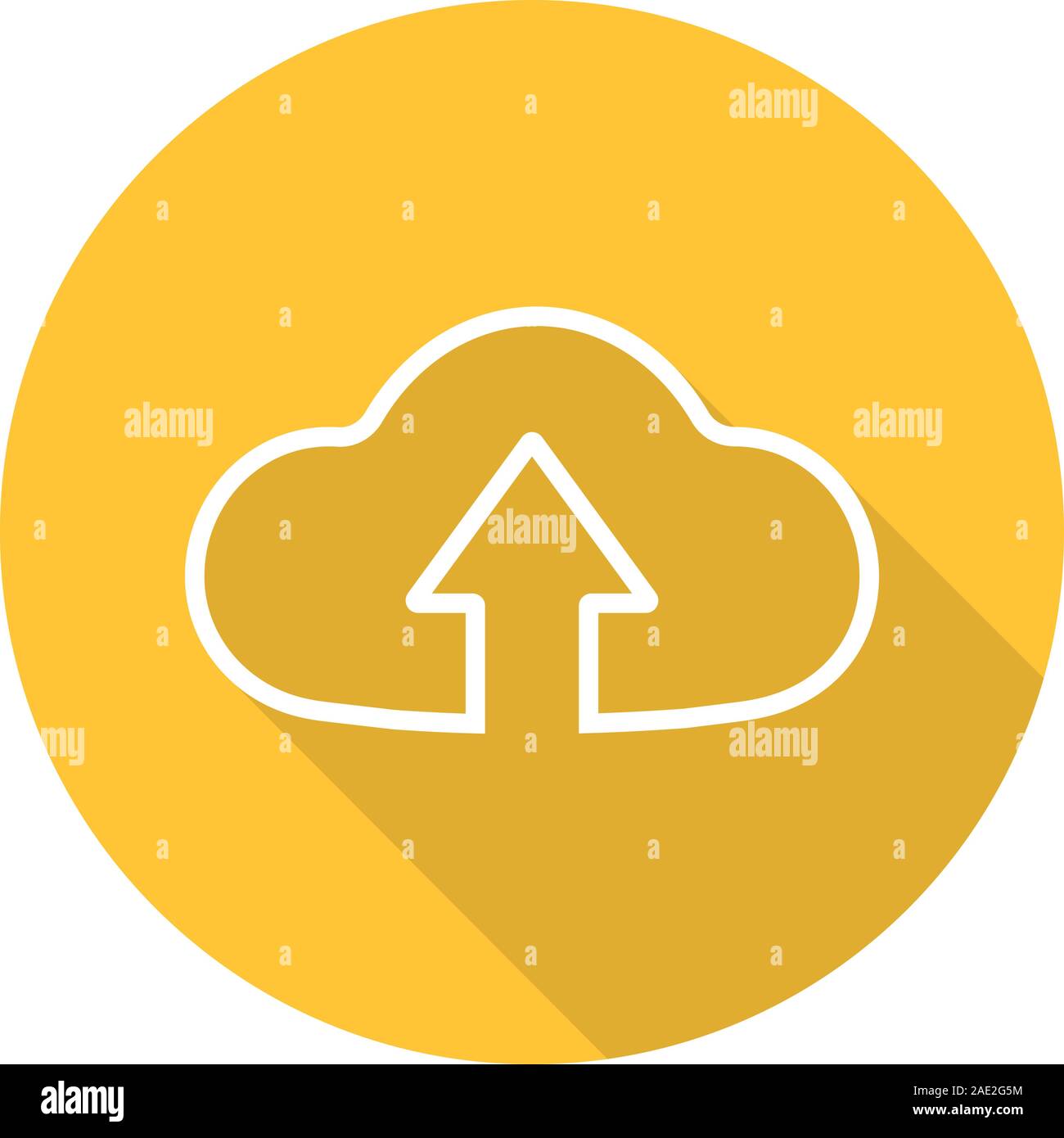 Cloud storage files uploading. Flat linear long shadow icon. Cloud ...