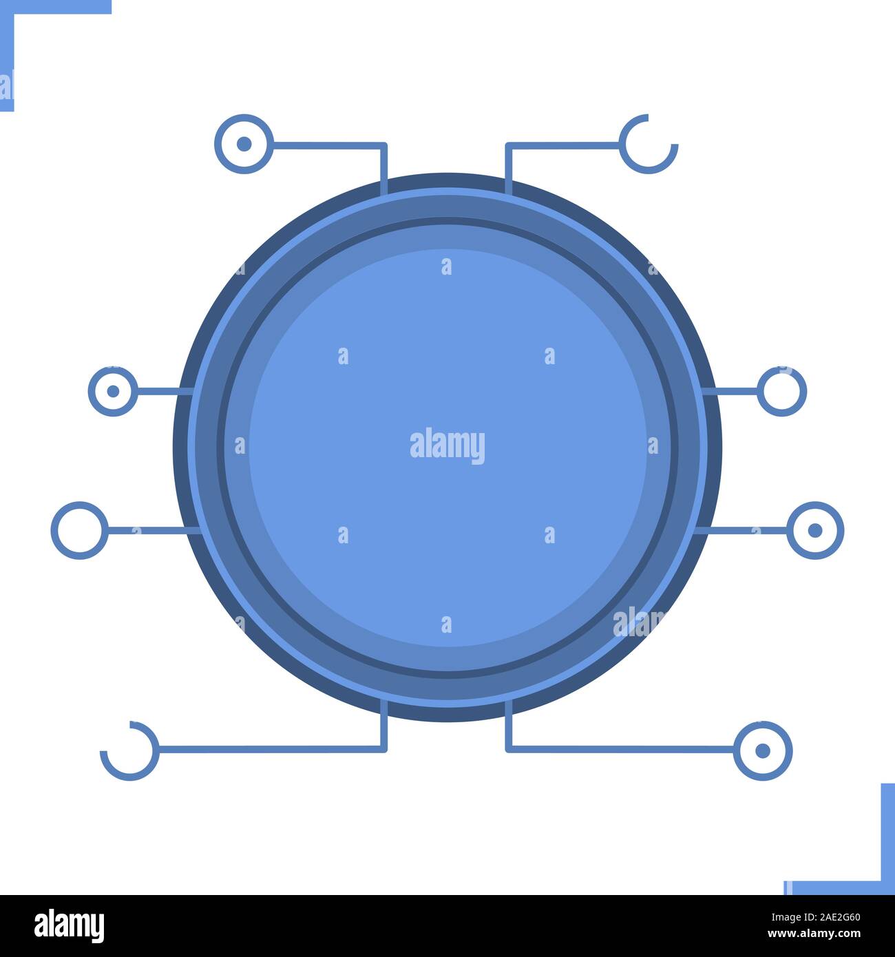 Digital microchip frame. Blue color futuristic chip set icon. Sci-fi ...