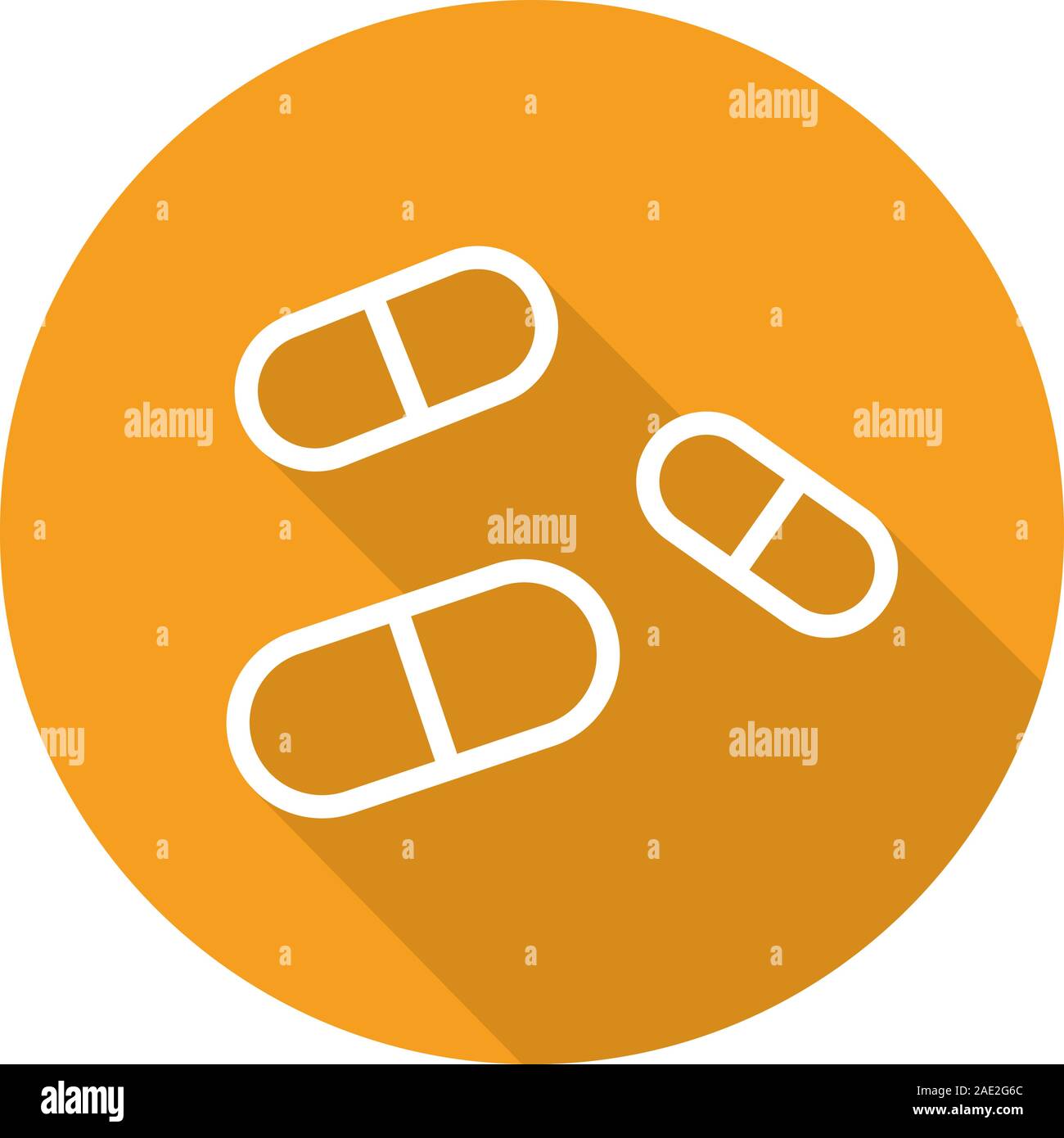 Medicine pills flat linear long shadow icon. Drugs. Pharmacy. Vector ...