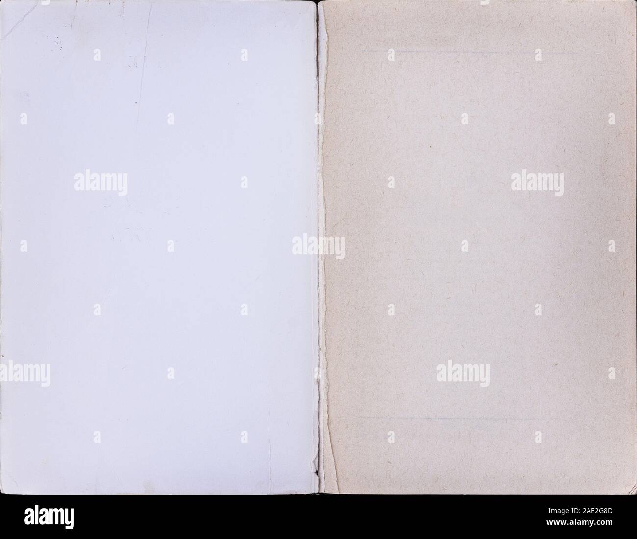 Antique book unfolded on the Endpaper, showing aged textured paper ...