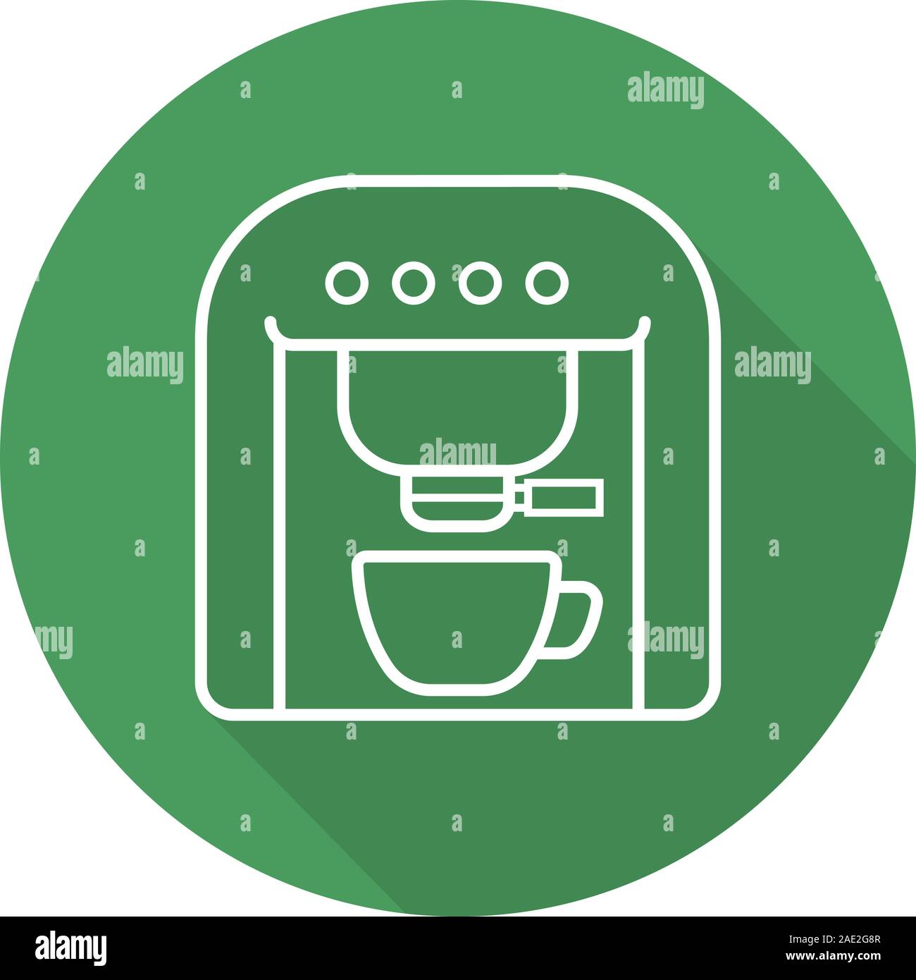 Espresso machine flat linear long shadow icon. Coffee maker. Vector ...