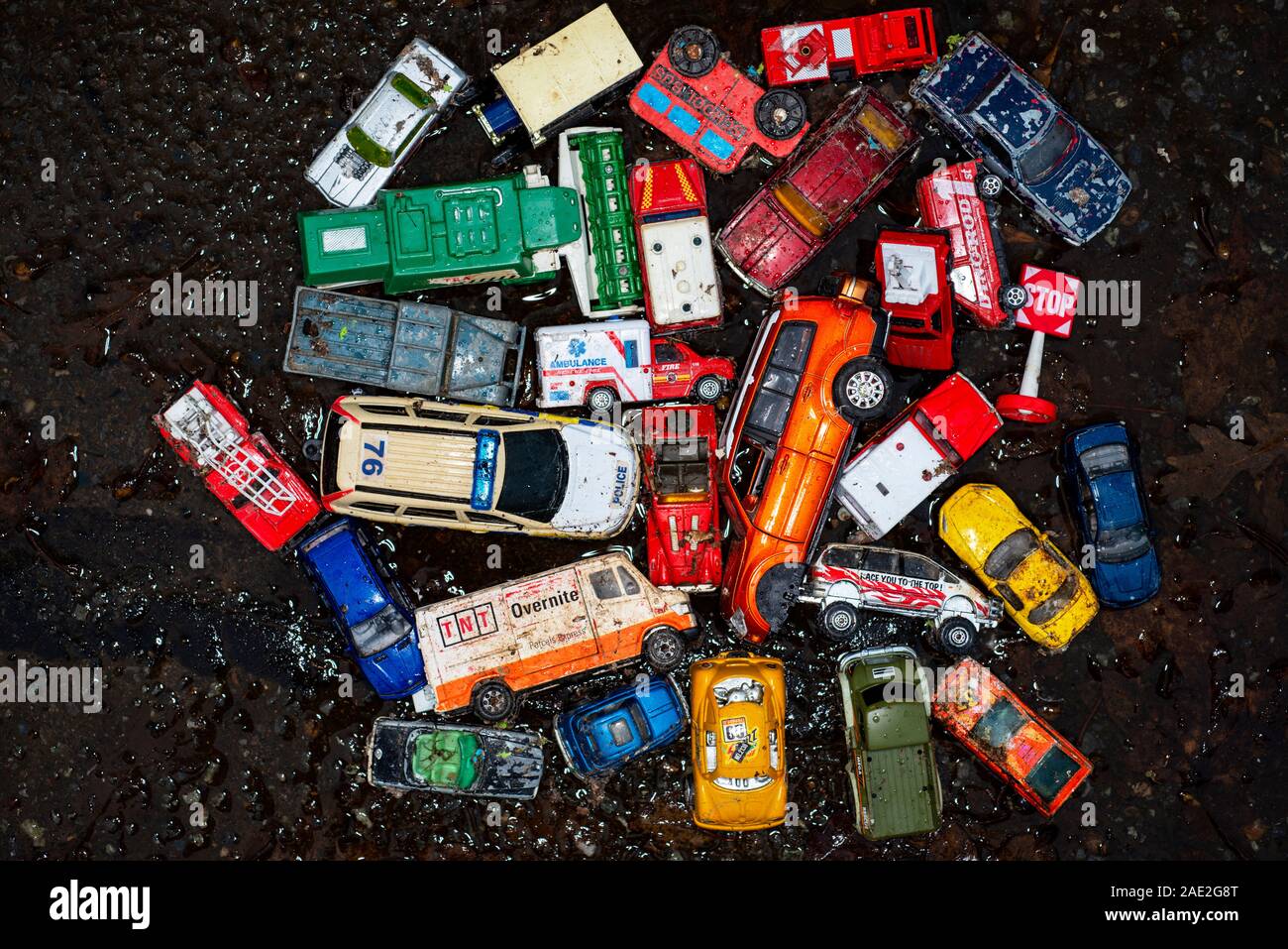 Toy cars left outside in the rain Stock Photo - Alamy