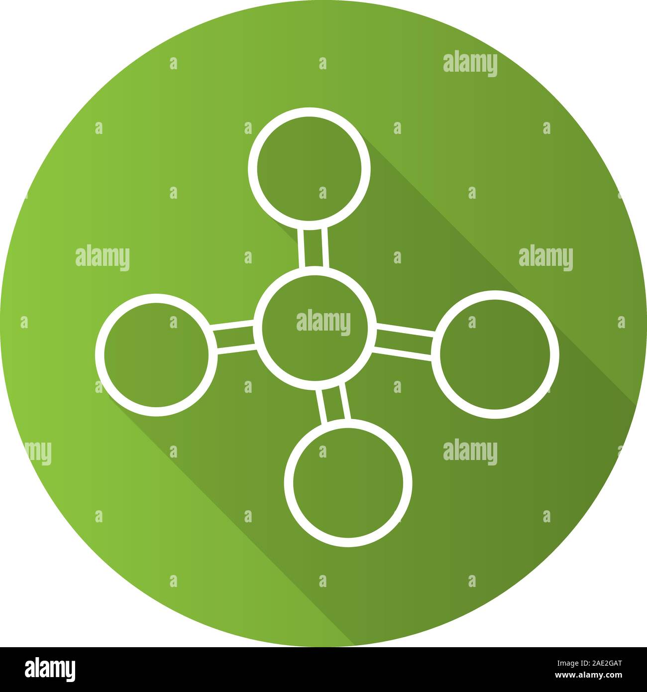 Molecule flat linear long shadow icon. Molecular structure. Vector line ...