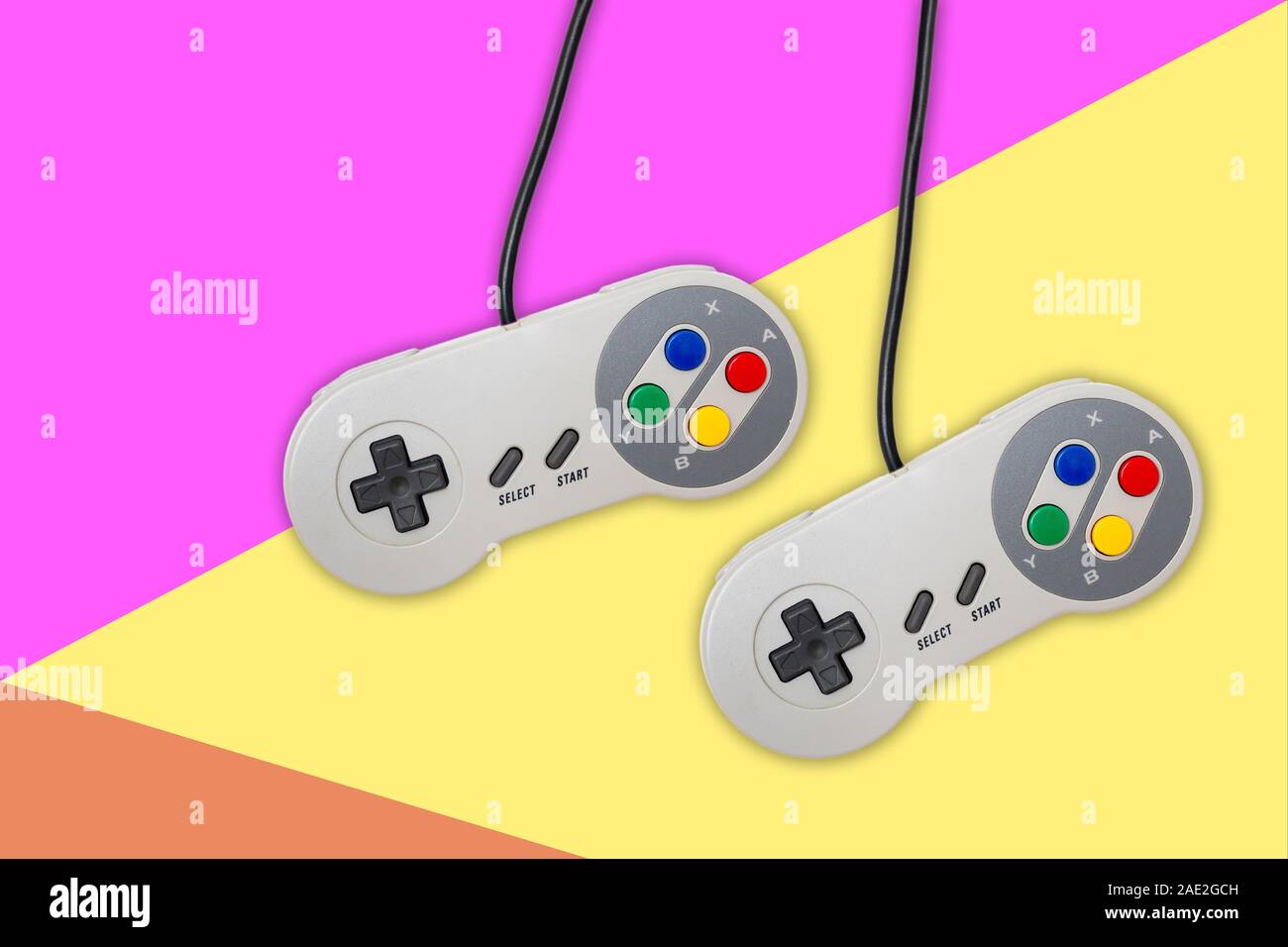 Abstract retro computer gaming controller on colorful background Stock ...