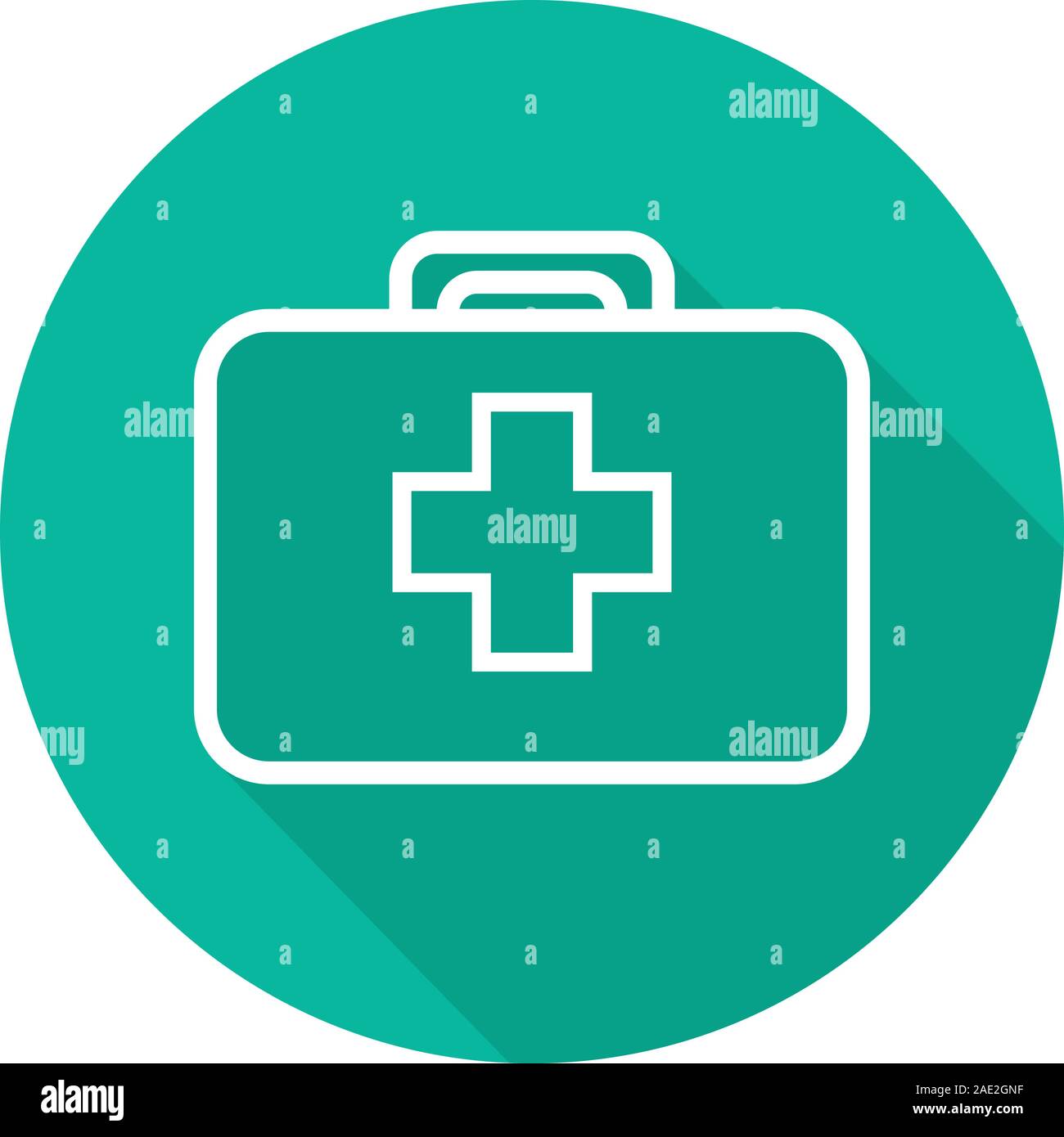 First aid kit flat linear long shadow icon. Medicine chest. Vector line ...