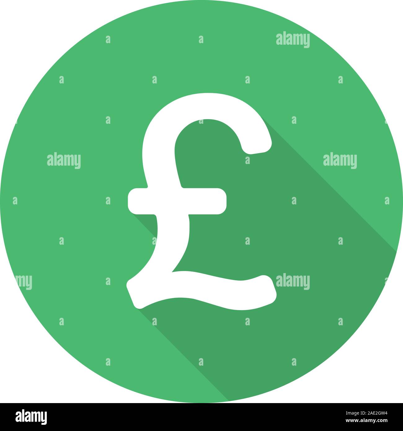 Pound sign. Flat design long shadow icon. Great Britain national ...