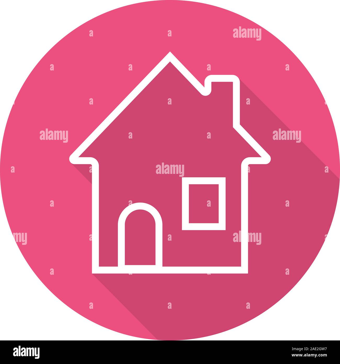 House flat linear long shadow icon. Home. Cottage. Vector line symbol ...