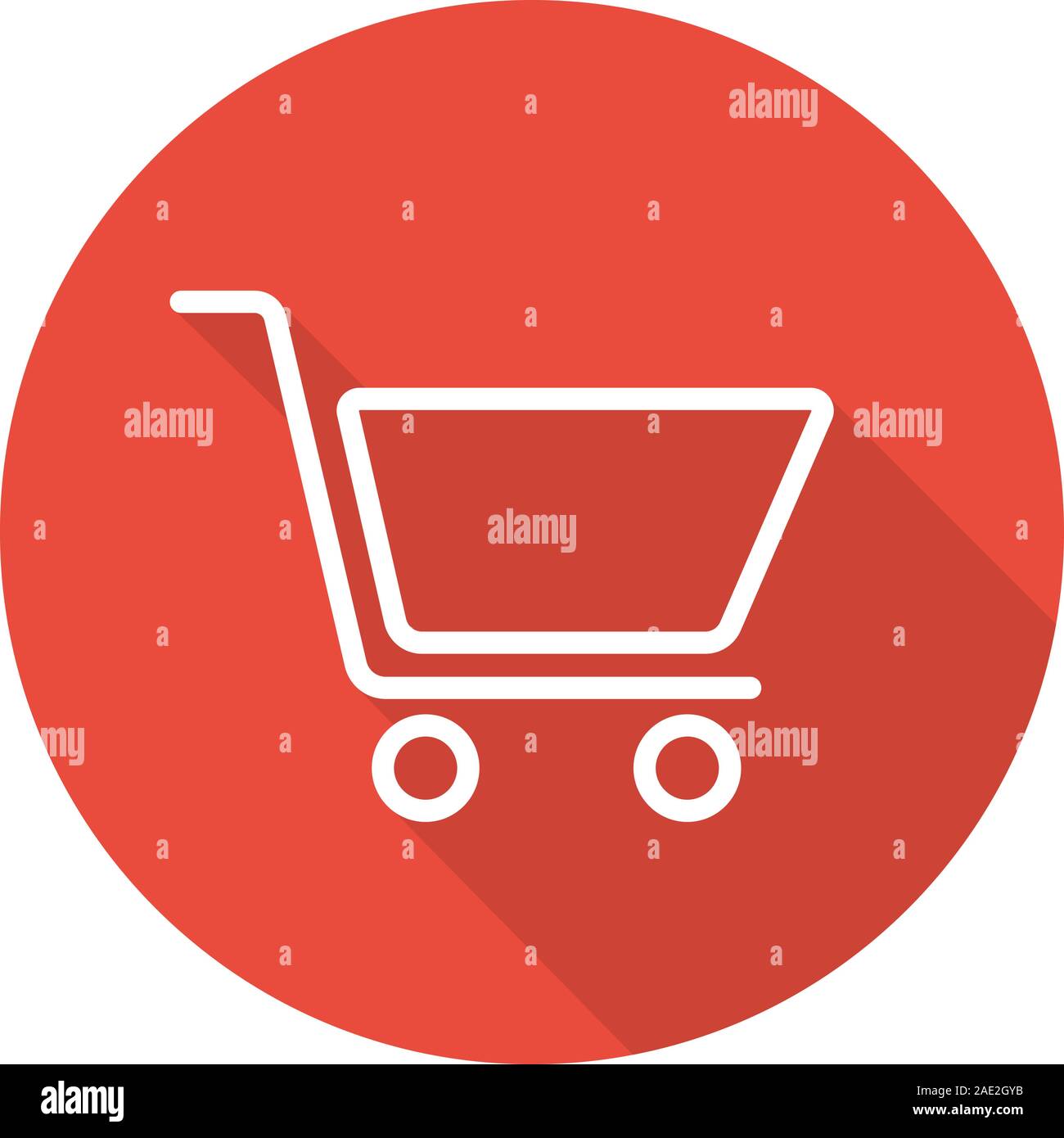 Shopping cart flat linear long shadow icon. Add to cart sign. Vector ...