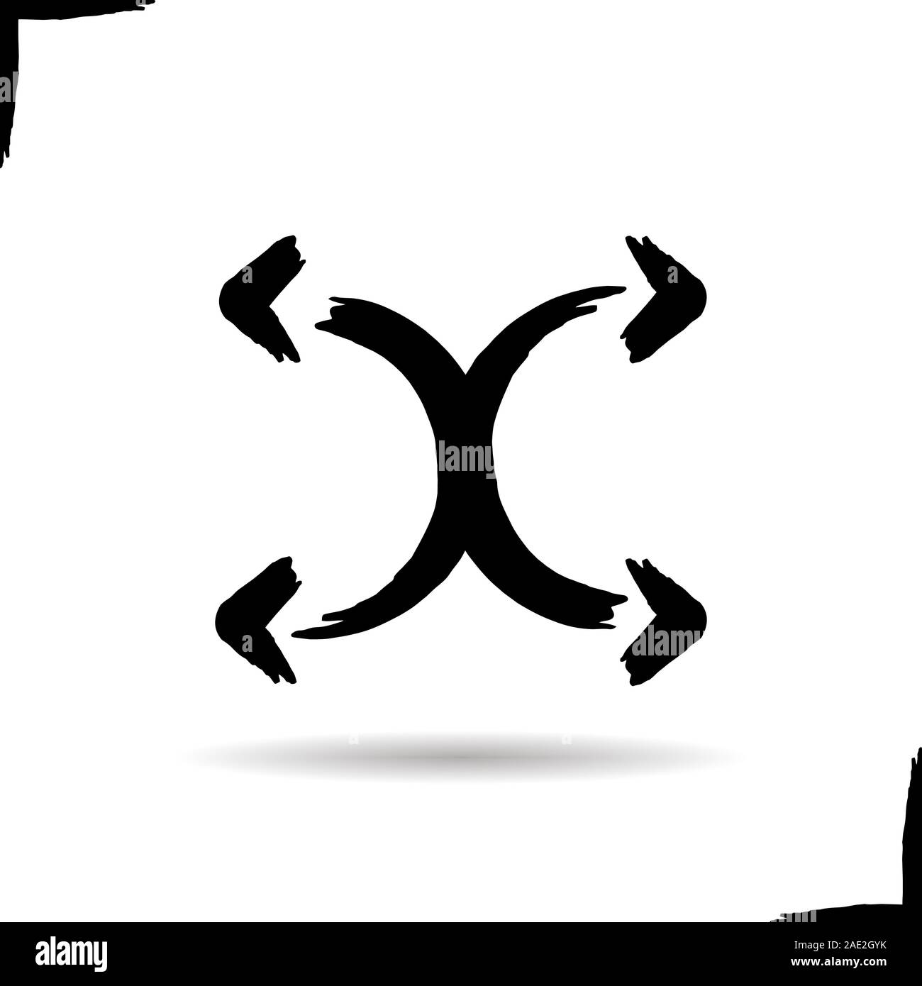 Interlocked arrows icon. Drop shadow symbol. Ink brush stroke. Vector ...