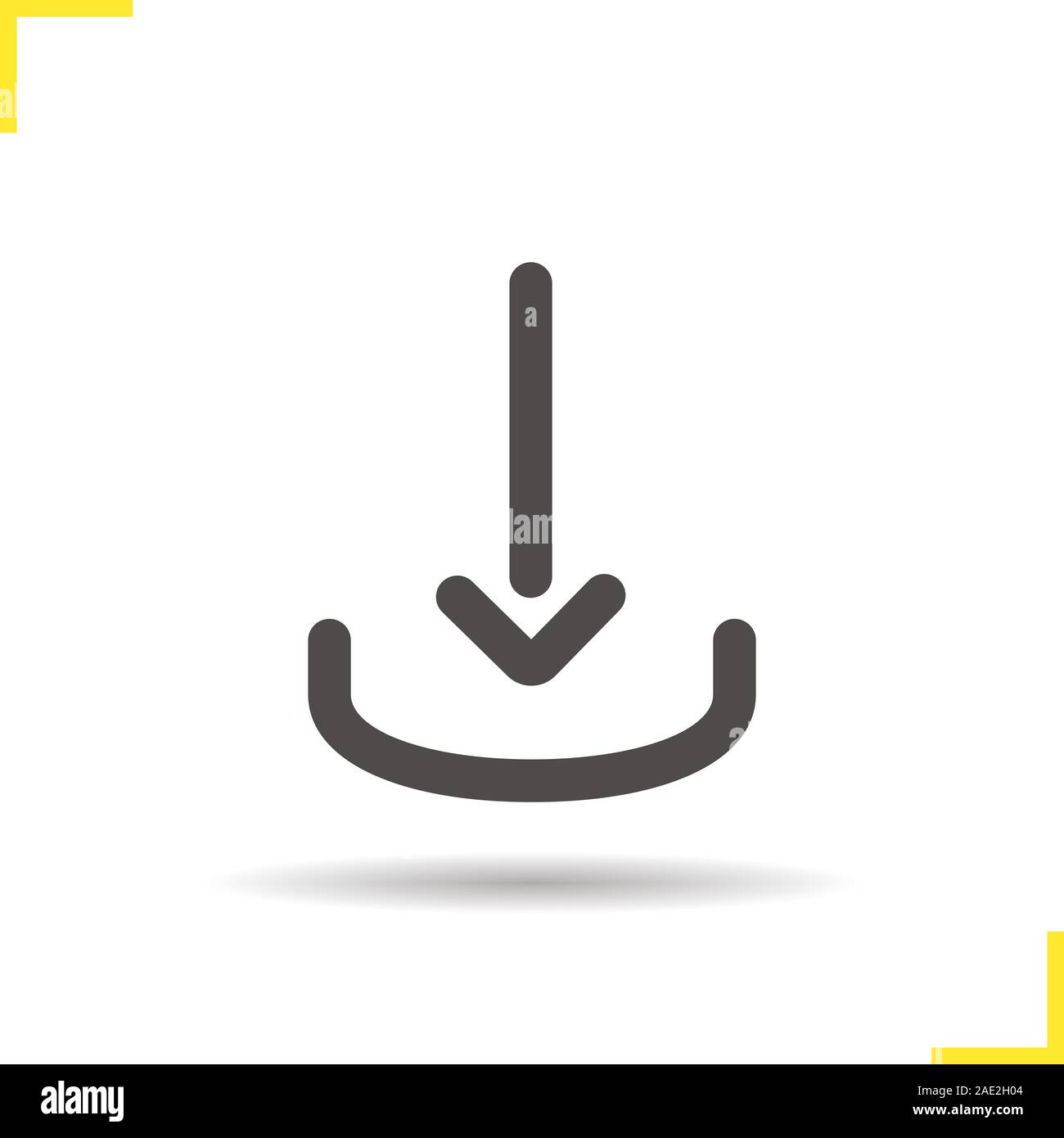 Download arrow icon. Drop shadow silhouette symbol. Negative space ...