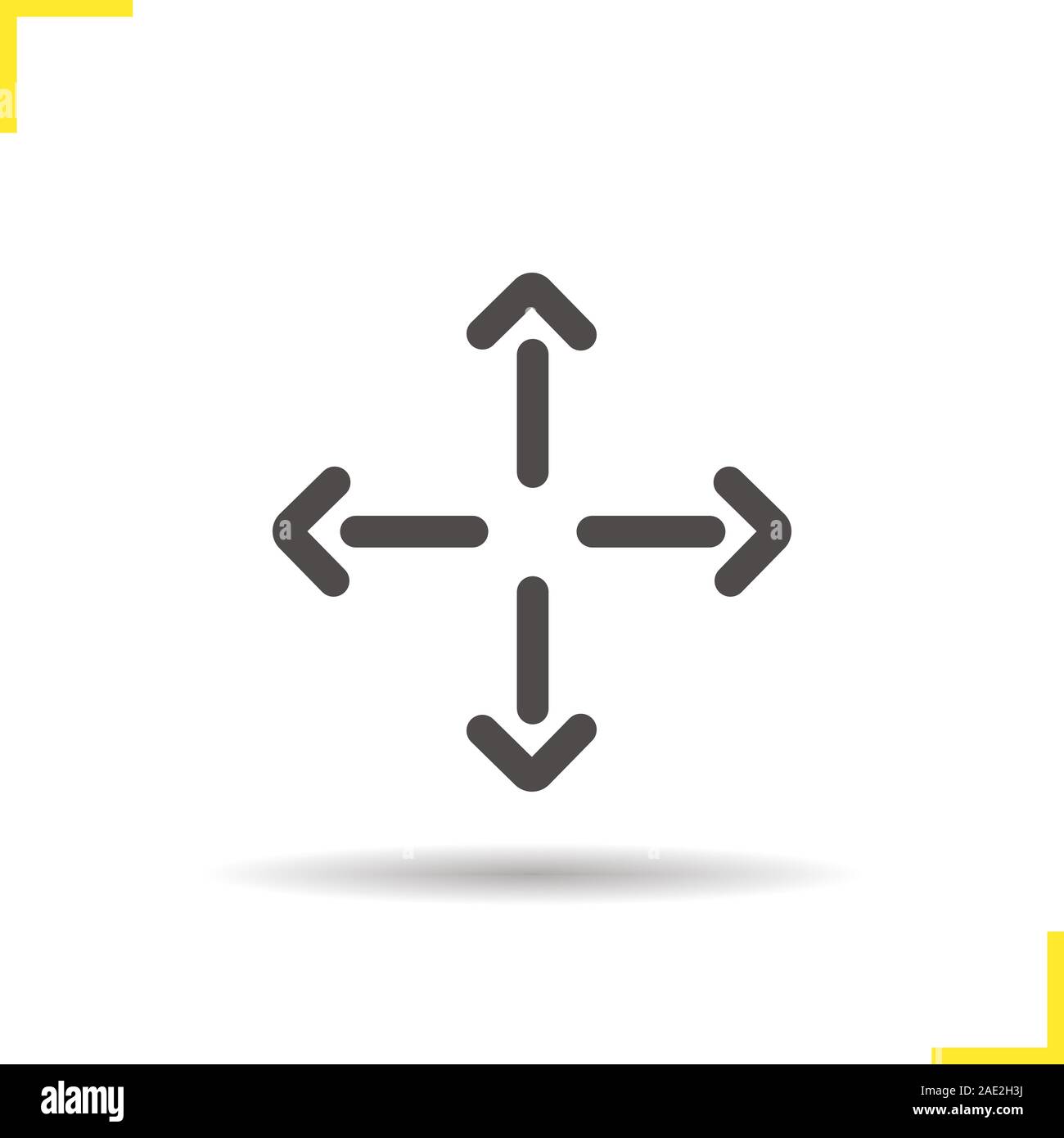 All directions movement arrows glyph icon. Drop shadow direction ...