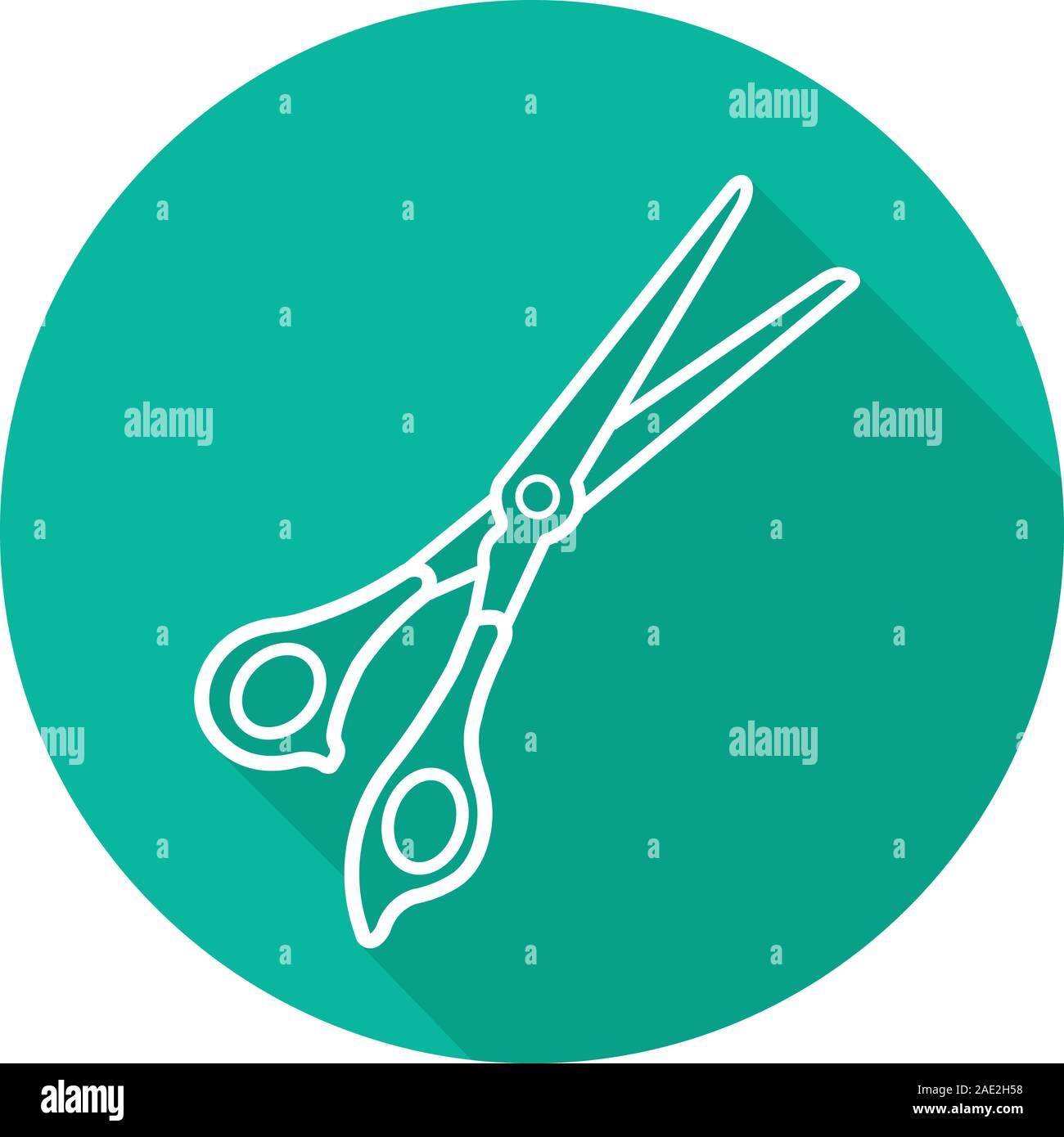 Scissors flat linear long shadow icon. Shears. Vector line symbol Stock ...