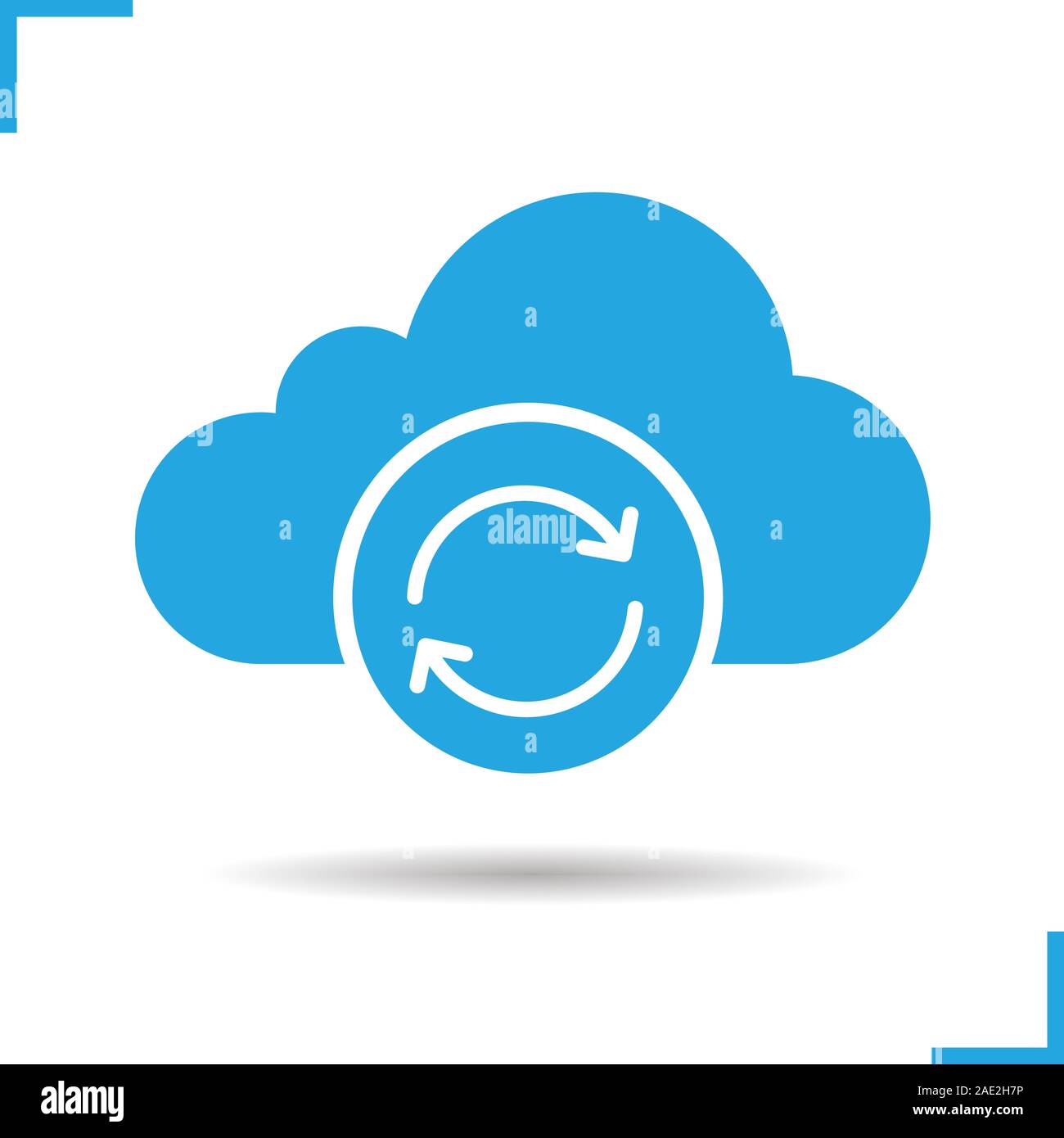 Cloud storage glyph icon. Drop shadow silhouette symbol. Cloud computing reload. Negative space ...