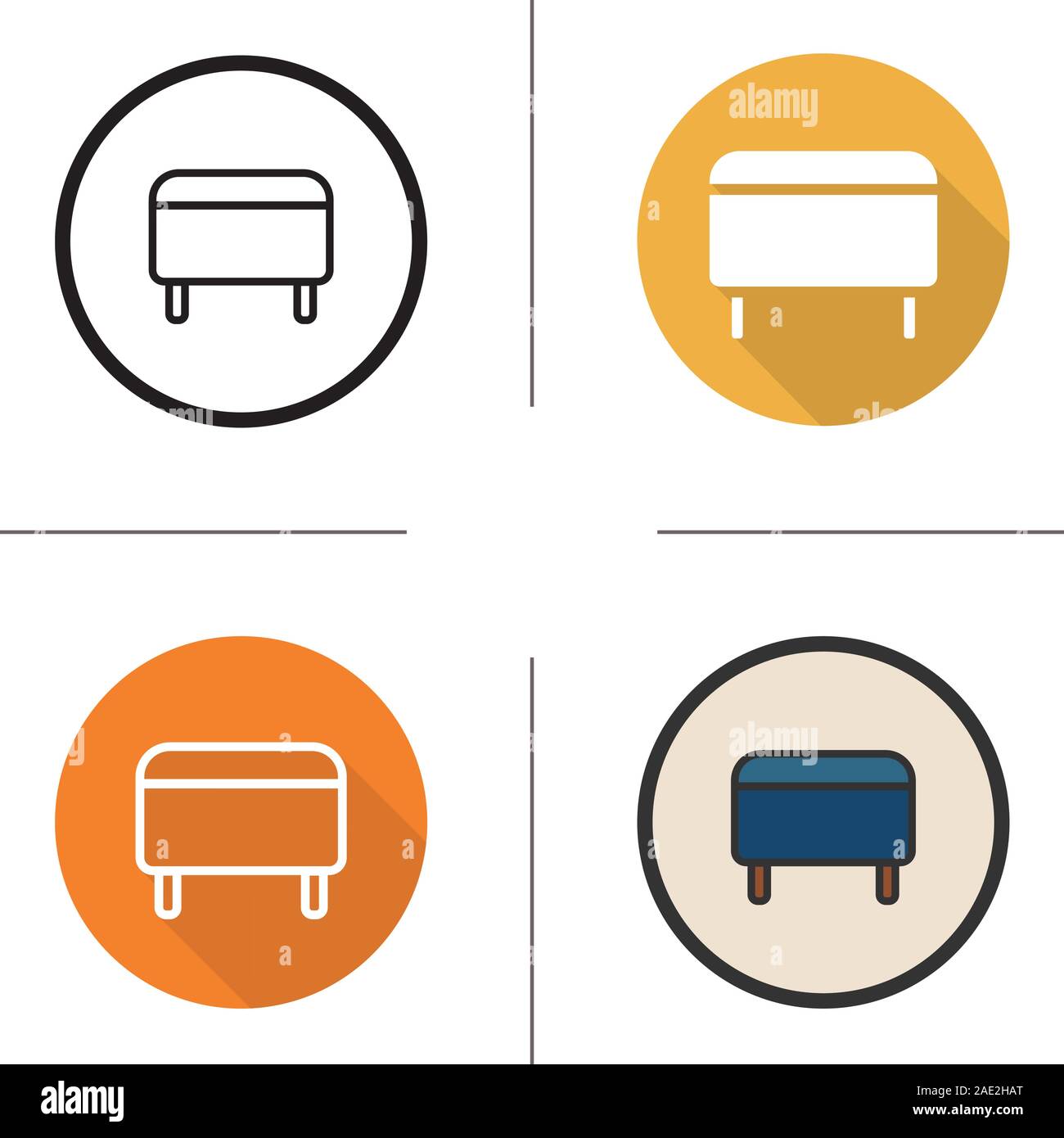 Ottoman icon. Flat design, linear and color styles. Pouf. Footstool ...