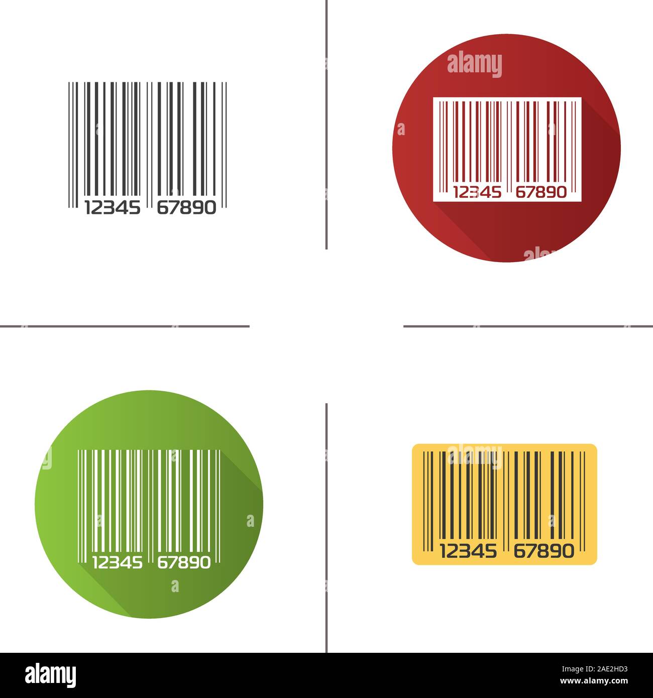 Barcode icon. Flat design, linear and color styles. Isolated vector ...