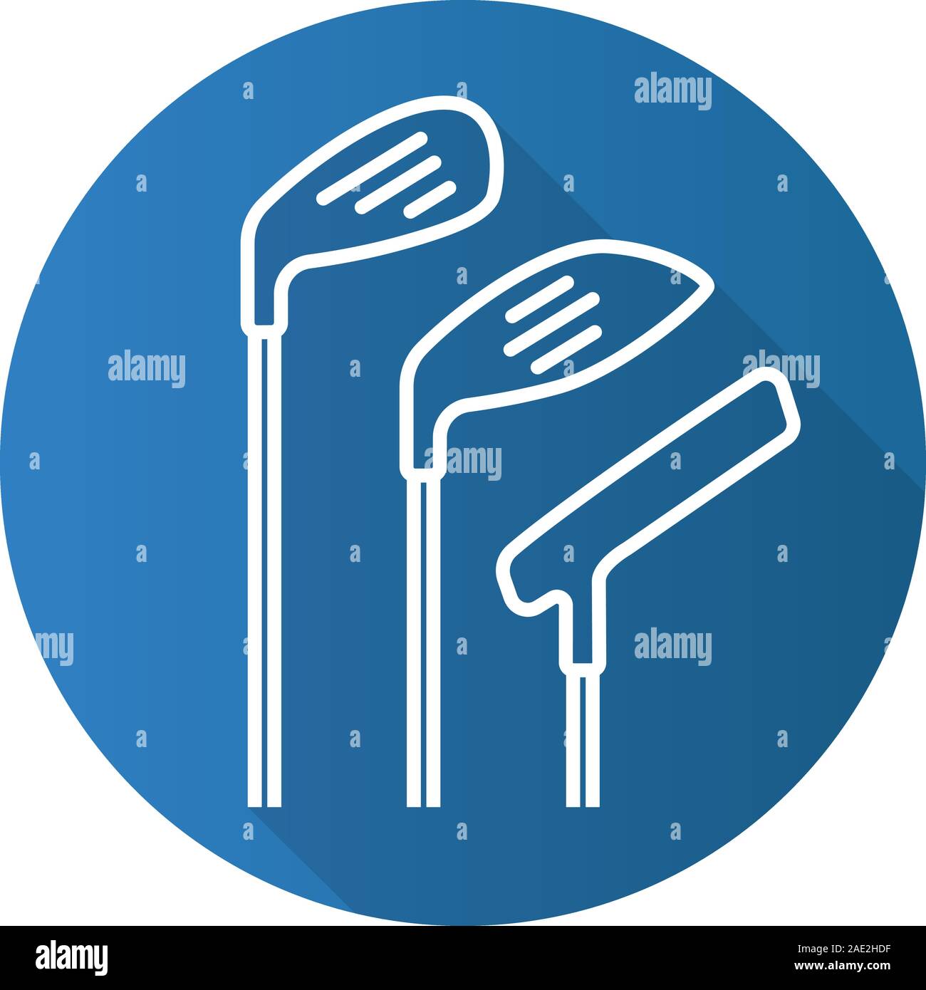 Golf clubs flat linear long shadow icon. Vector line symbol Stock ...