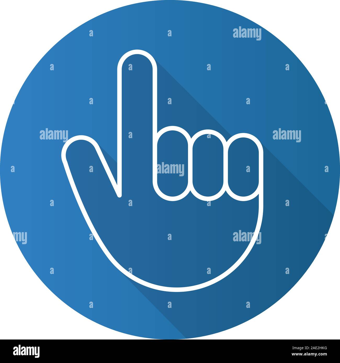Attention hand gesture. Flat linear long shadow icon. Point up. Vector ...