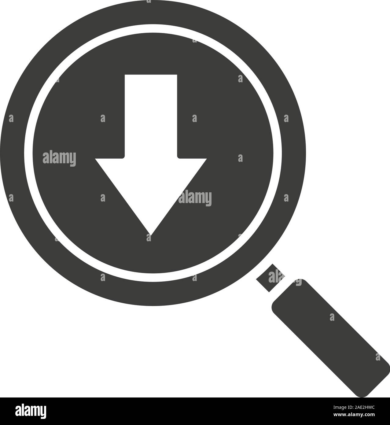 Downloaded files search glyph icon. Silhouette symbol. Magnifying glass ...