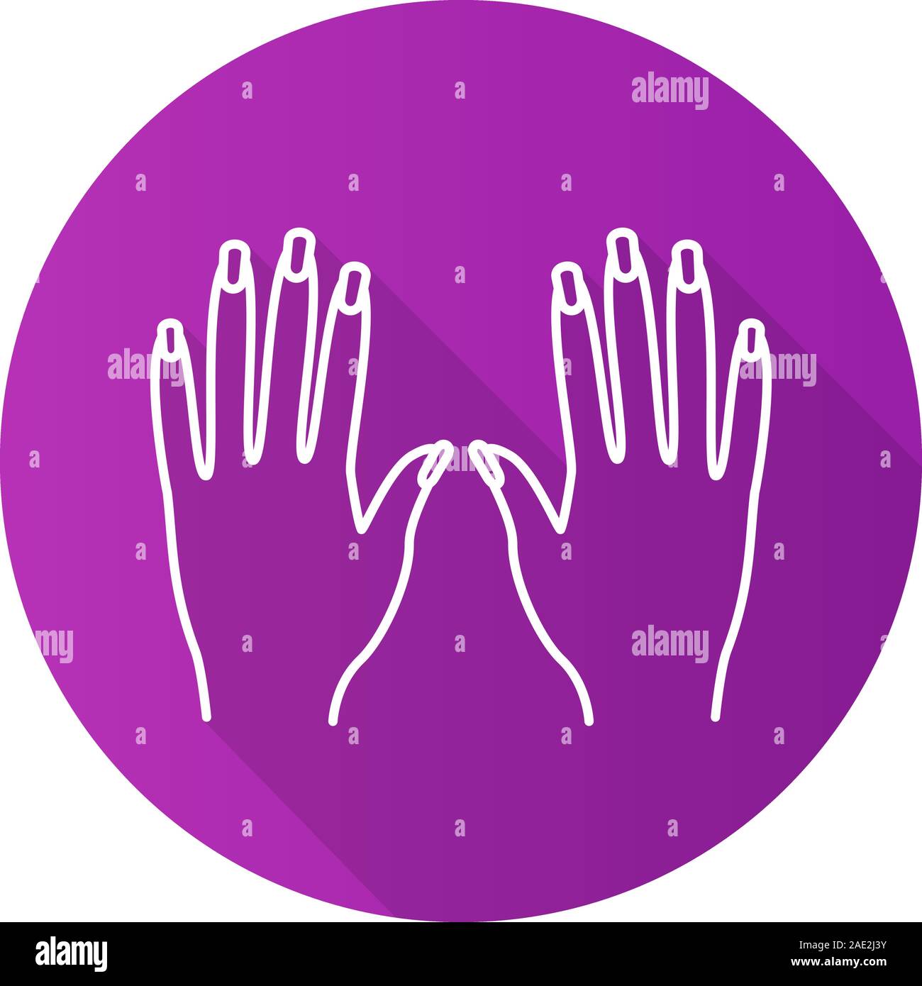 Woman's hands with manicure. Flat linear long shadow icon. Manicure ...