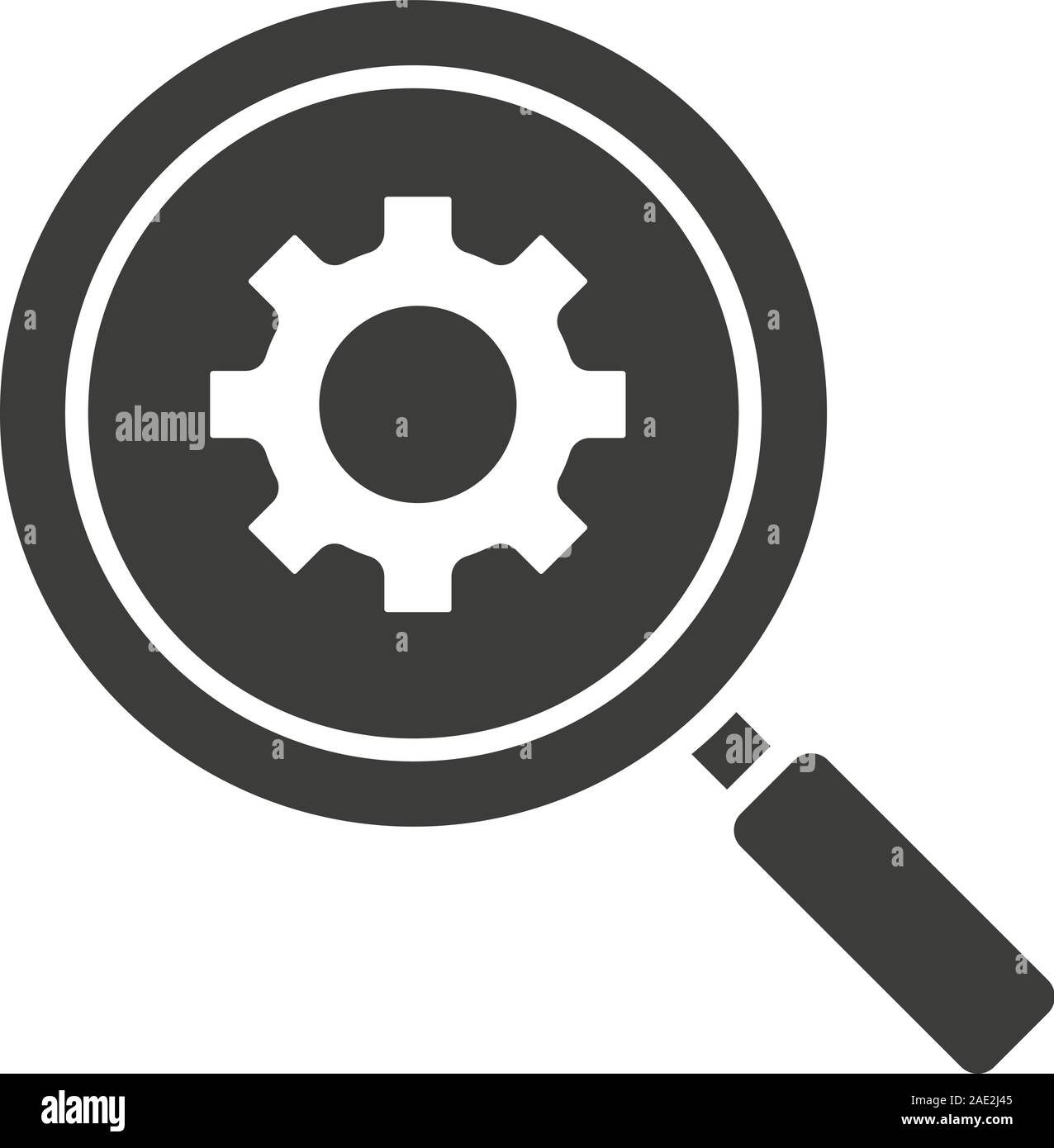 Settings search glyph icon. Silhouette symbol. Magnifying glass with ...