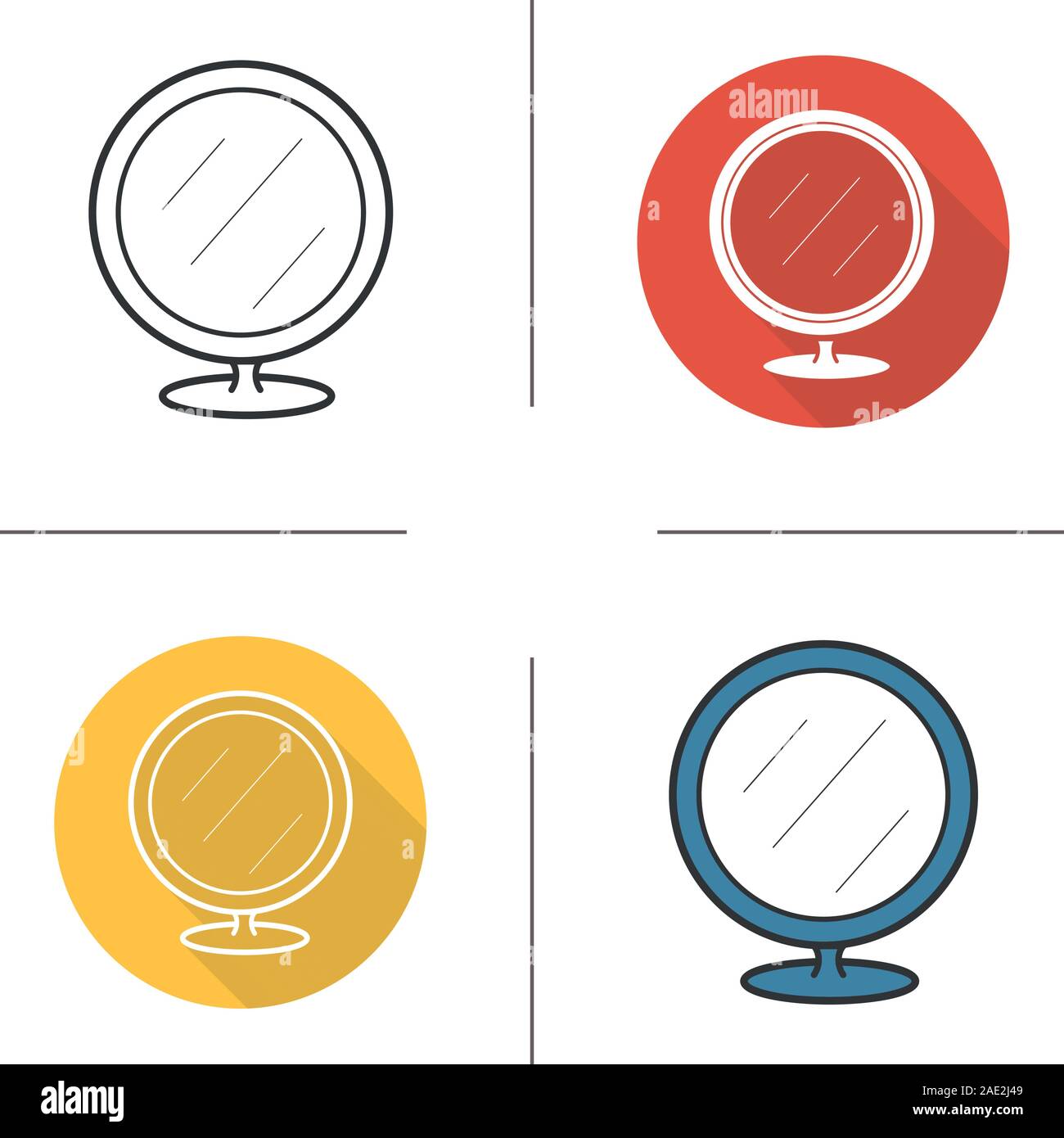 Shaving mirror icon. Flat design, linear and color styles. Bathroom ...