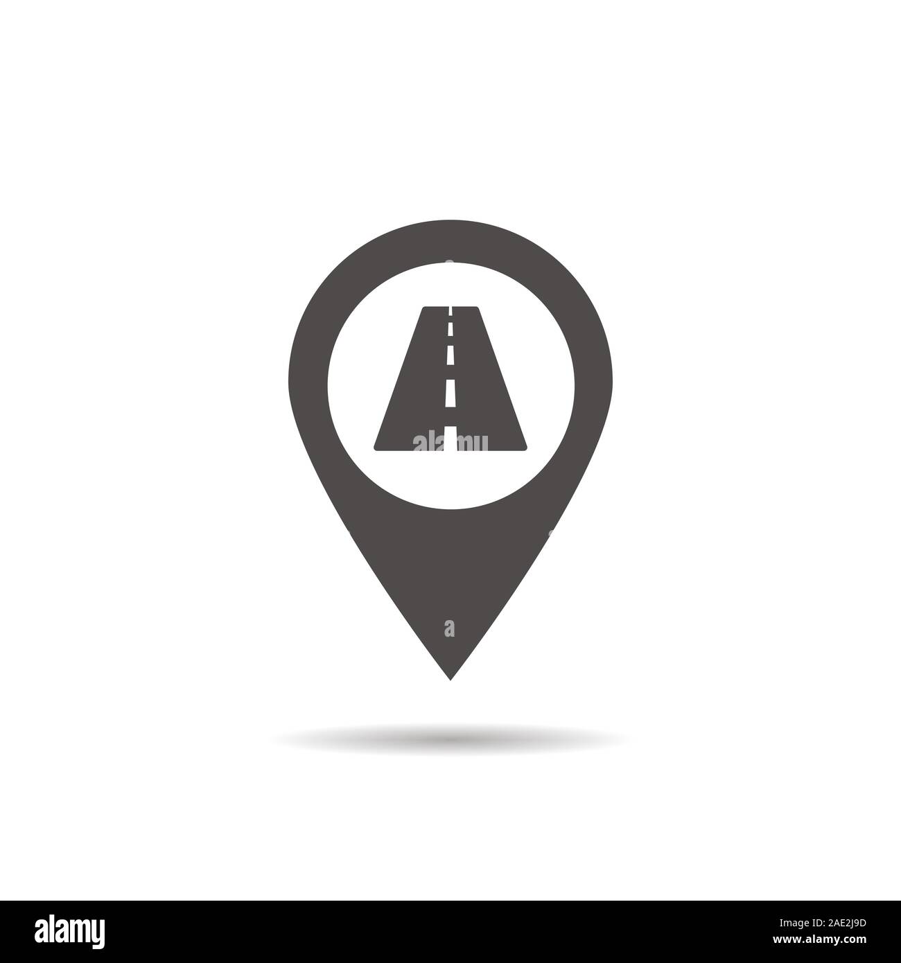 Nearby highway location icon. Drop shadow map pointer silhouette symbol ...